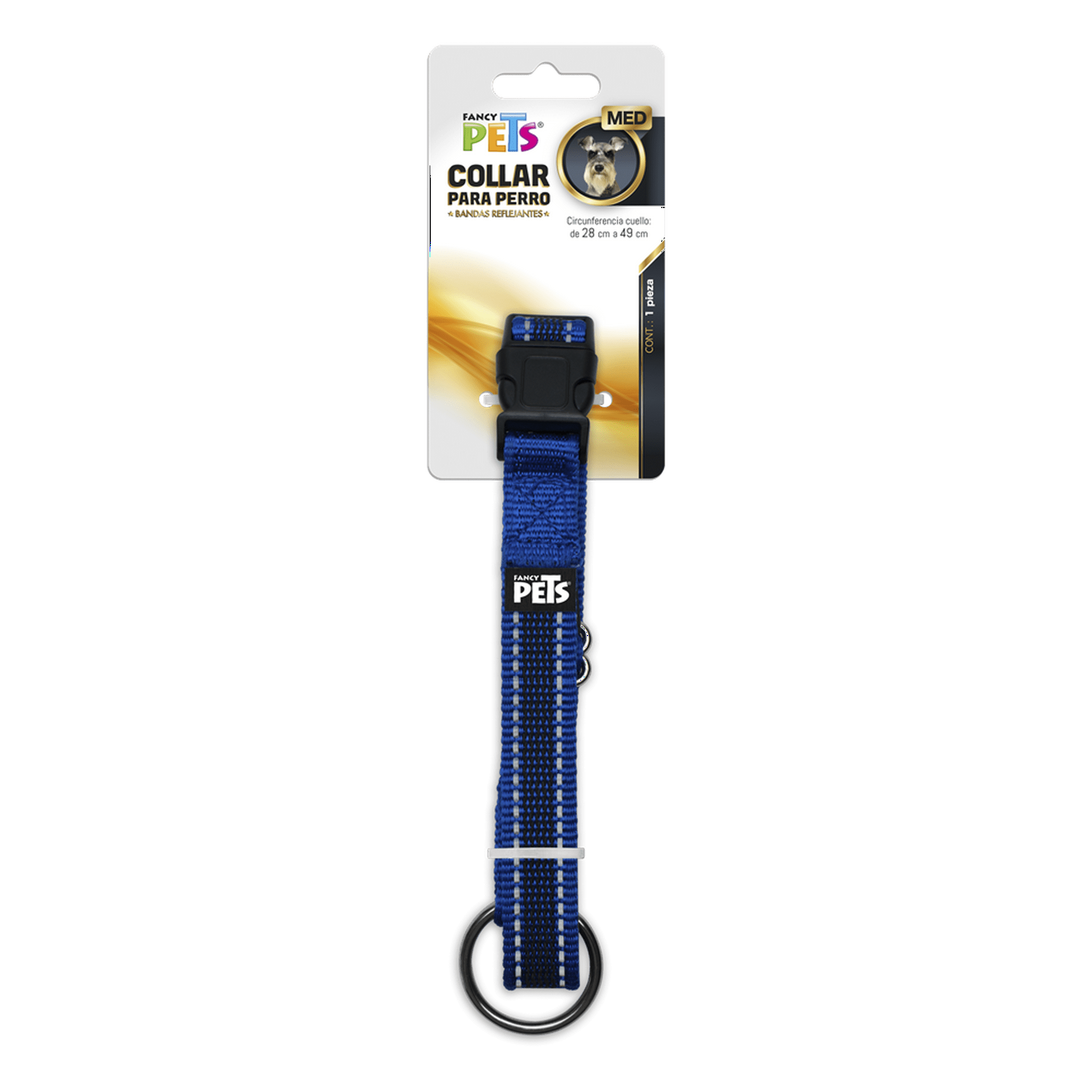 Collar Med C/Ultra Grip Y Bandas Reflejantes Azul Fancy Pets MED ...