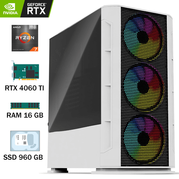 PC GAMER Ryzen 7 5700G RTX 4060 TI AMD RTX 4060 TI RAM 16GB SSD 960GB ...