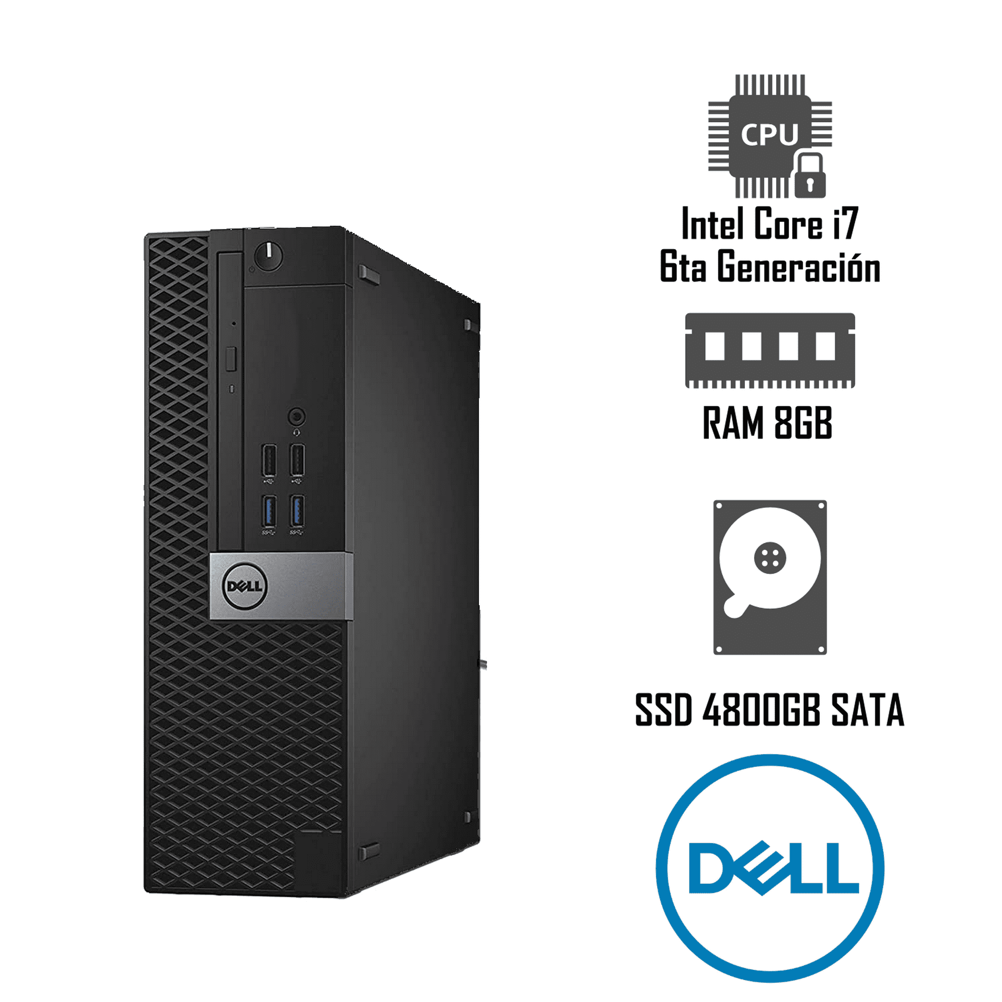 Desktop CPU DELL Optiplex Intel Core i7 RAM 8GB SSD 480GB ...