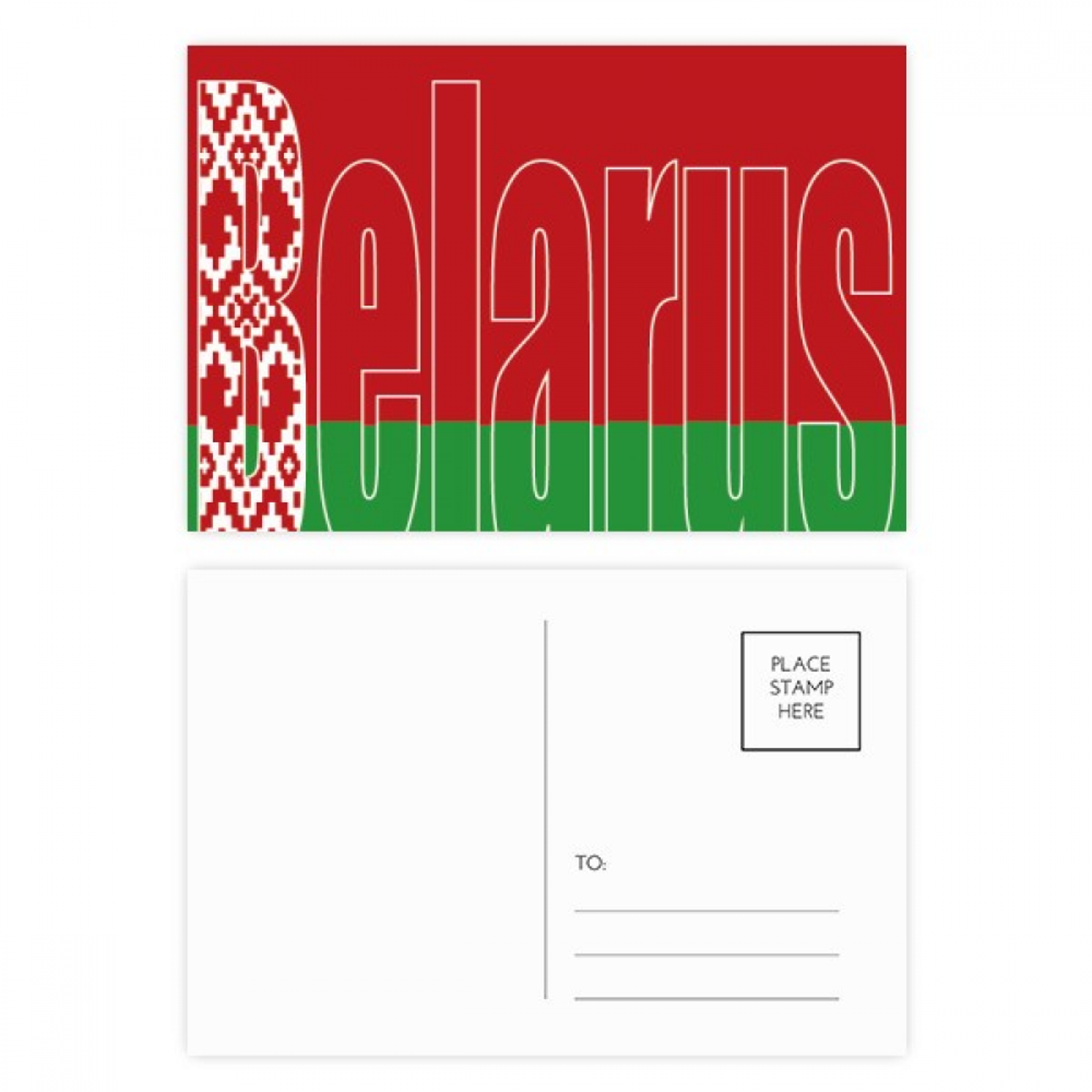 Belar Country Flag nombre Set cumpleaños gracias tarjeta postal correo ...