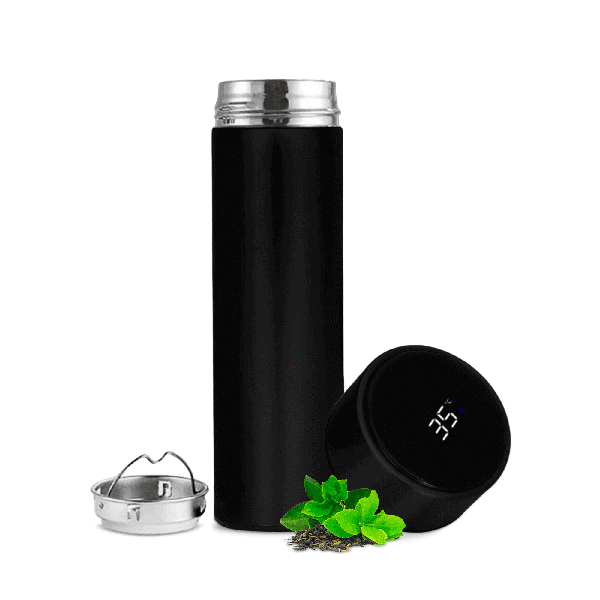 Termo Inteligente Acero Inoxidable 500ml Con Pantalla Led Digital Negro ...