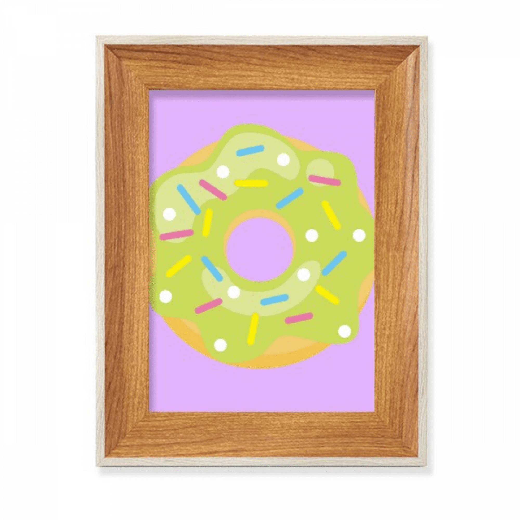 Postre dulce donas alimentos verdes Escritorio Marco de fotos de madera ...