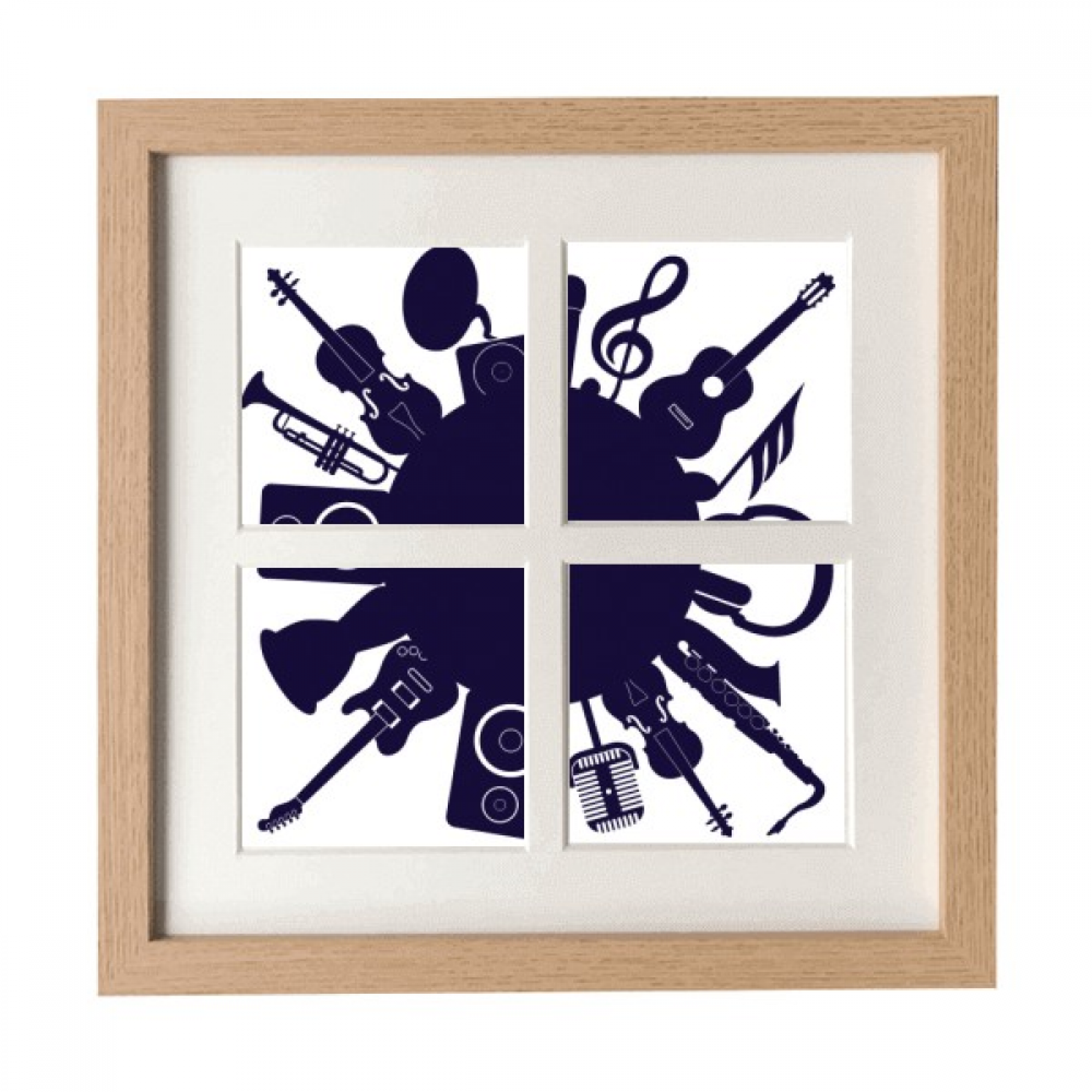 Instrumentos musicales loco Azul ilustrar Pantalla de escritorio de pared de marco 4 aperturas ...