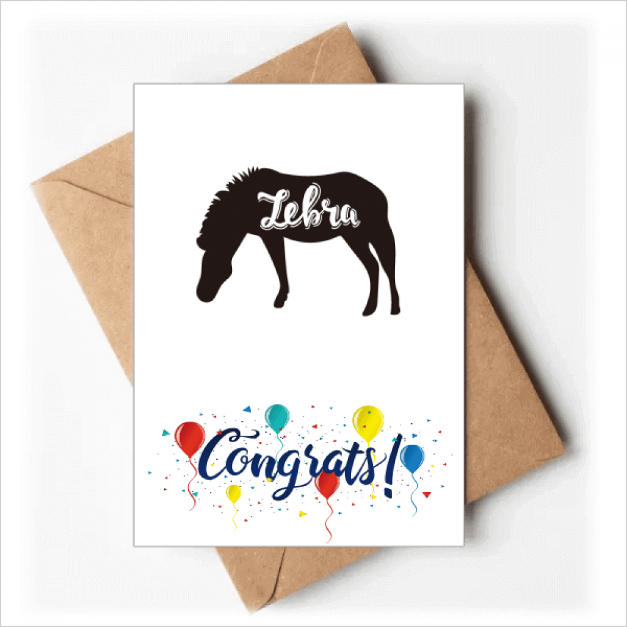 Cebra blanco y negro animal Sobre de la Carta de felicitación de la ...