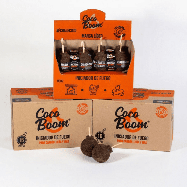 Coco Boom! Iniciador de Fuego de Fibra de Coco 100% Natural - 48 Piezas para Encender Carbón ...