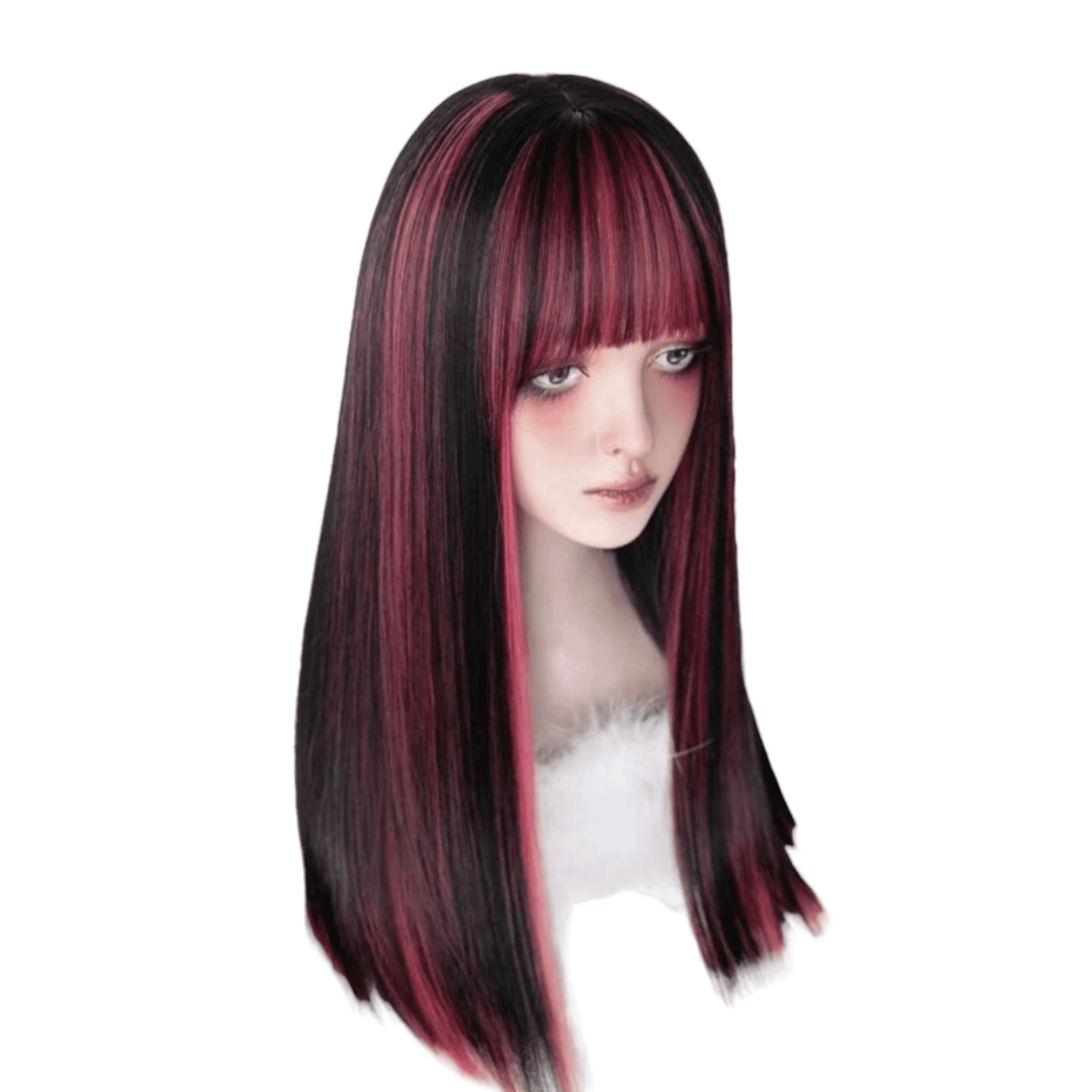 Peluca Lisa Rosa Y Negro Con Fleco Alice Garden Draculaura multicolor ...