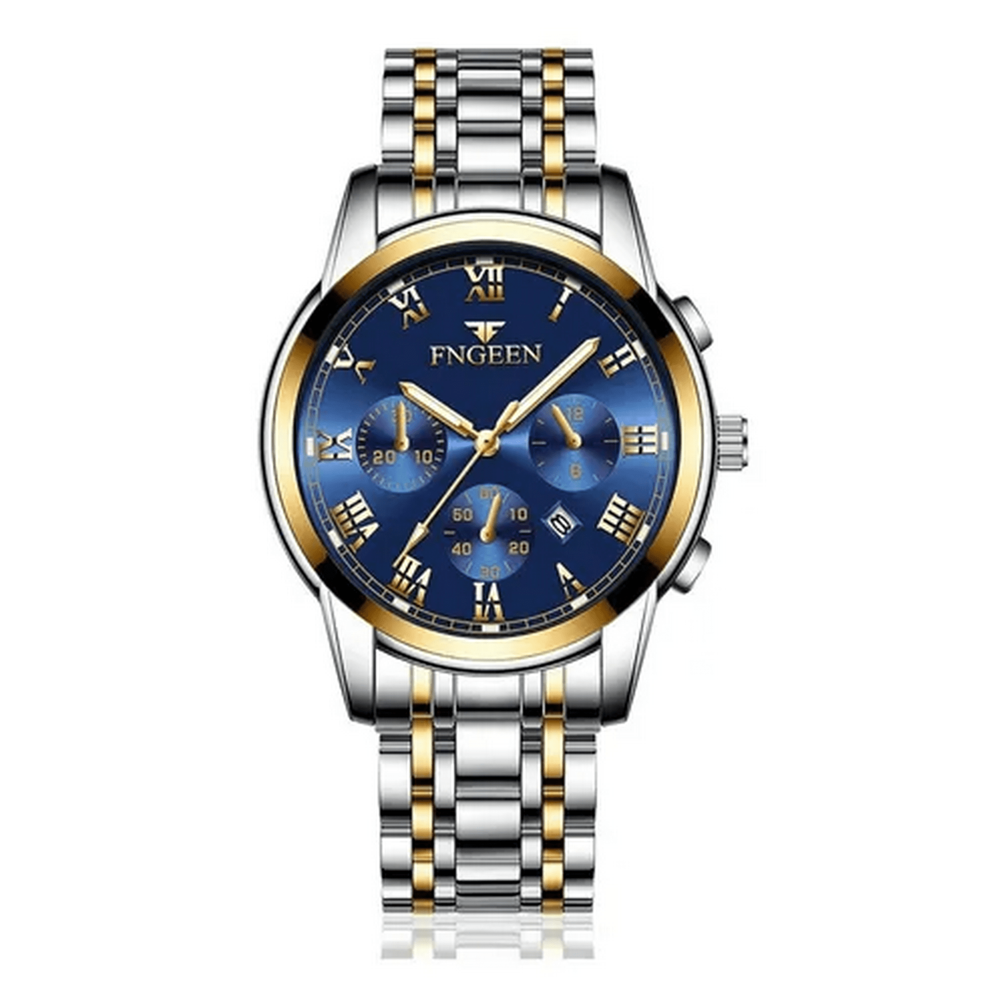 Reloj Con Fechador Correa Metálica Hombre Dorado Malubero material de ...