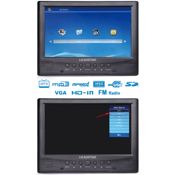 LEADSTAR DVB-T2 TV portátil ATSC tdt 9 pulgadas Televisión Digital y Analógica Altavoz frontal ...
