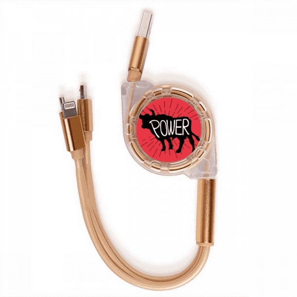 Black Cow animal silueta natural Cable de carga telescópico múltiples ...