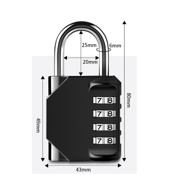Candado de combinación de 4 dígitos, candado de seguridad sin llave de acero chapado con ...