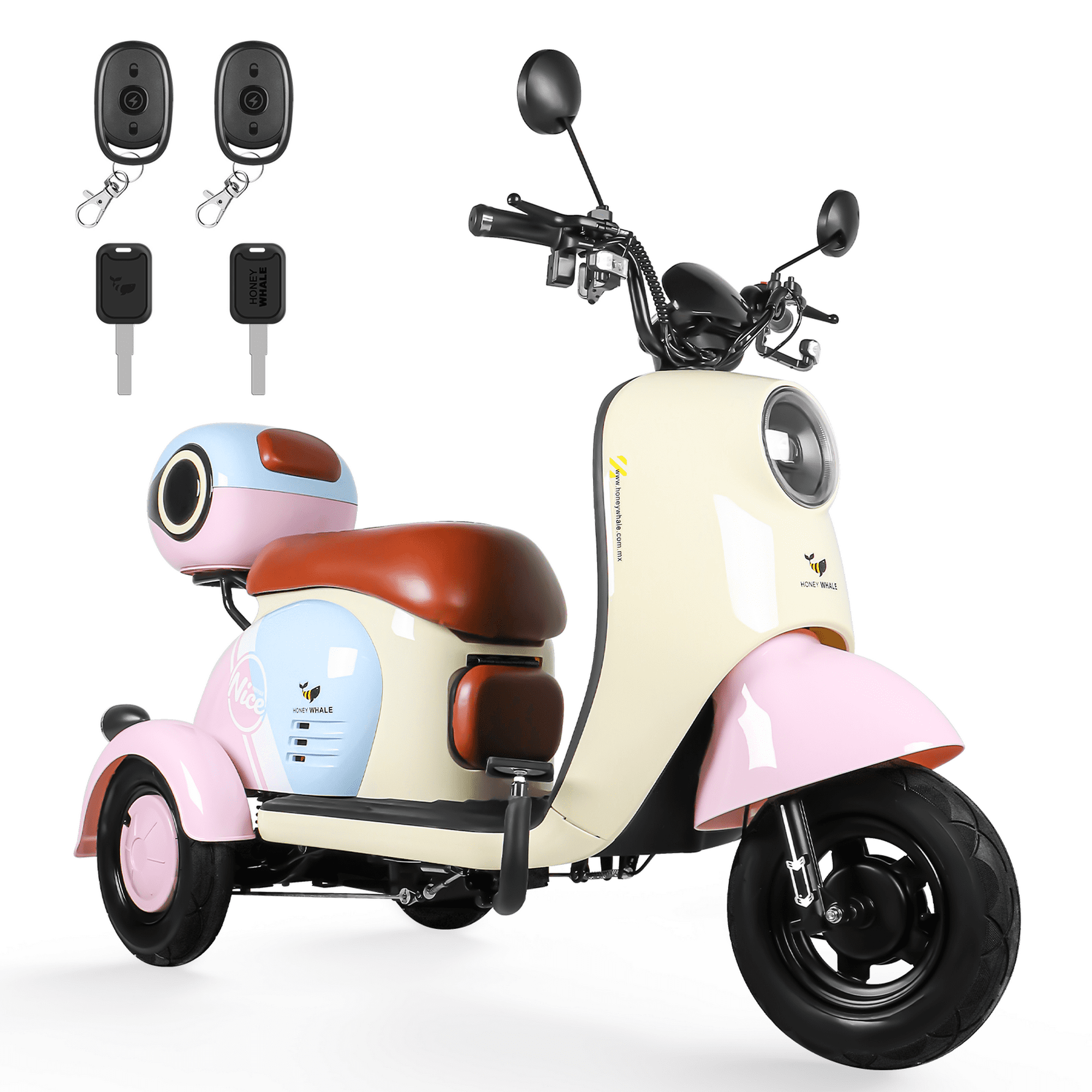 Moto Bici eléctrica 3 ruedas Honey Whale V1 Rosa | Walmart en línea