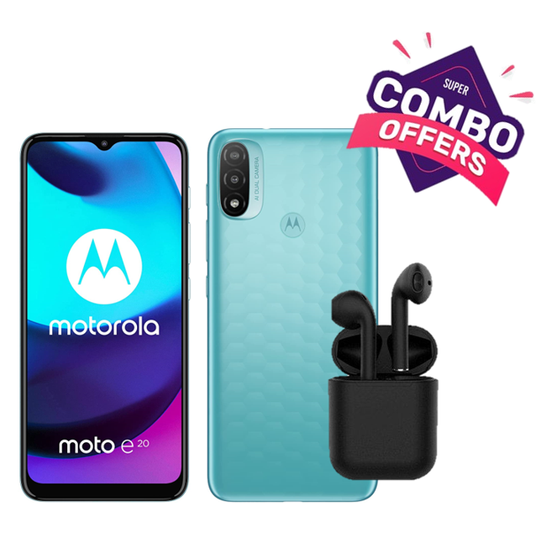 Motorola Moto E20 Dual sim 32GB Azul + IN EAR Motorola MOTOE20 | Bodega Aurrera en línea