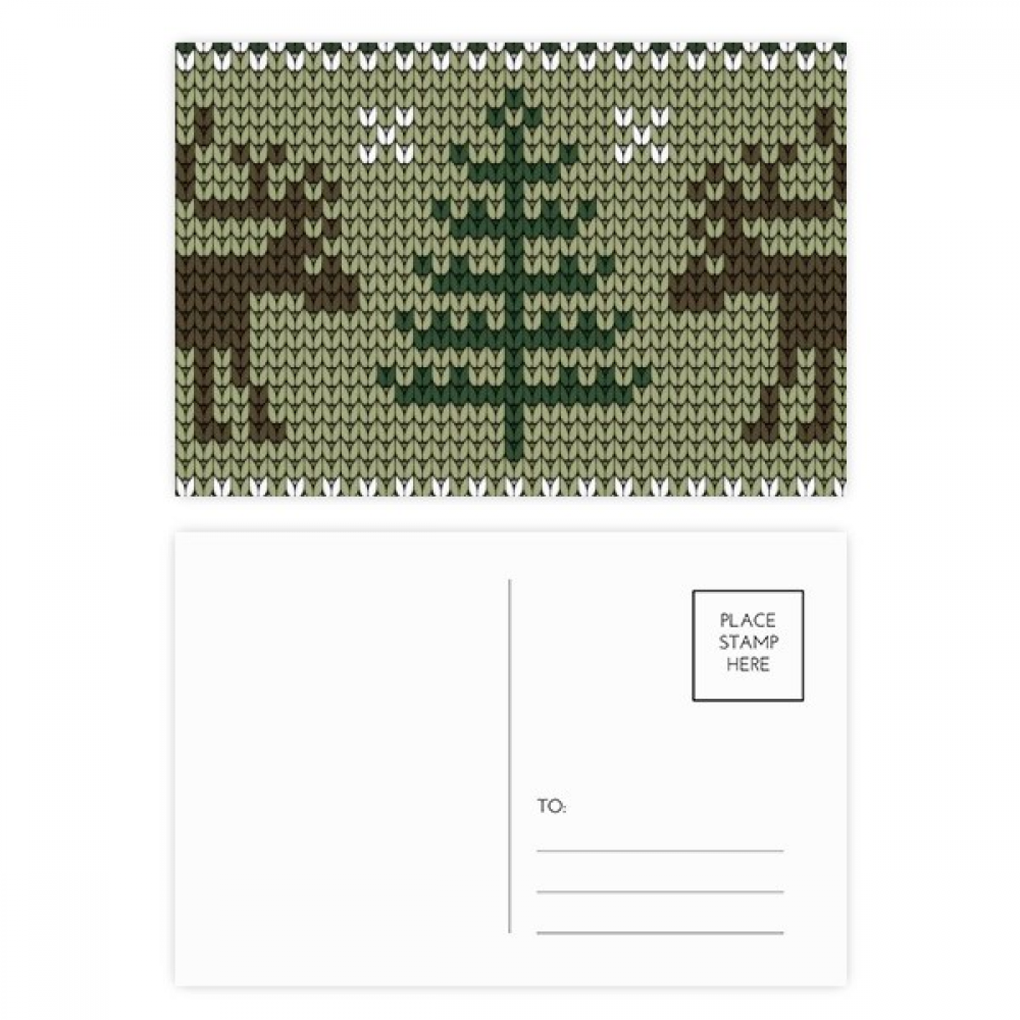 Christmas Tree Brown Elk Knit pattern Set cumpleaños gracias tarjeta ...
