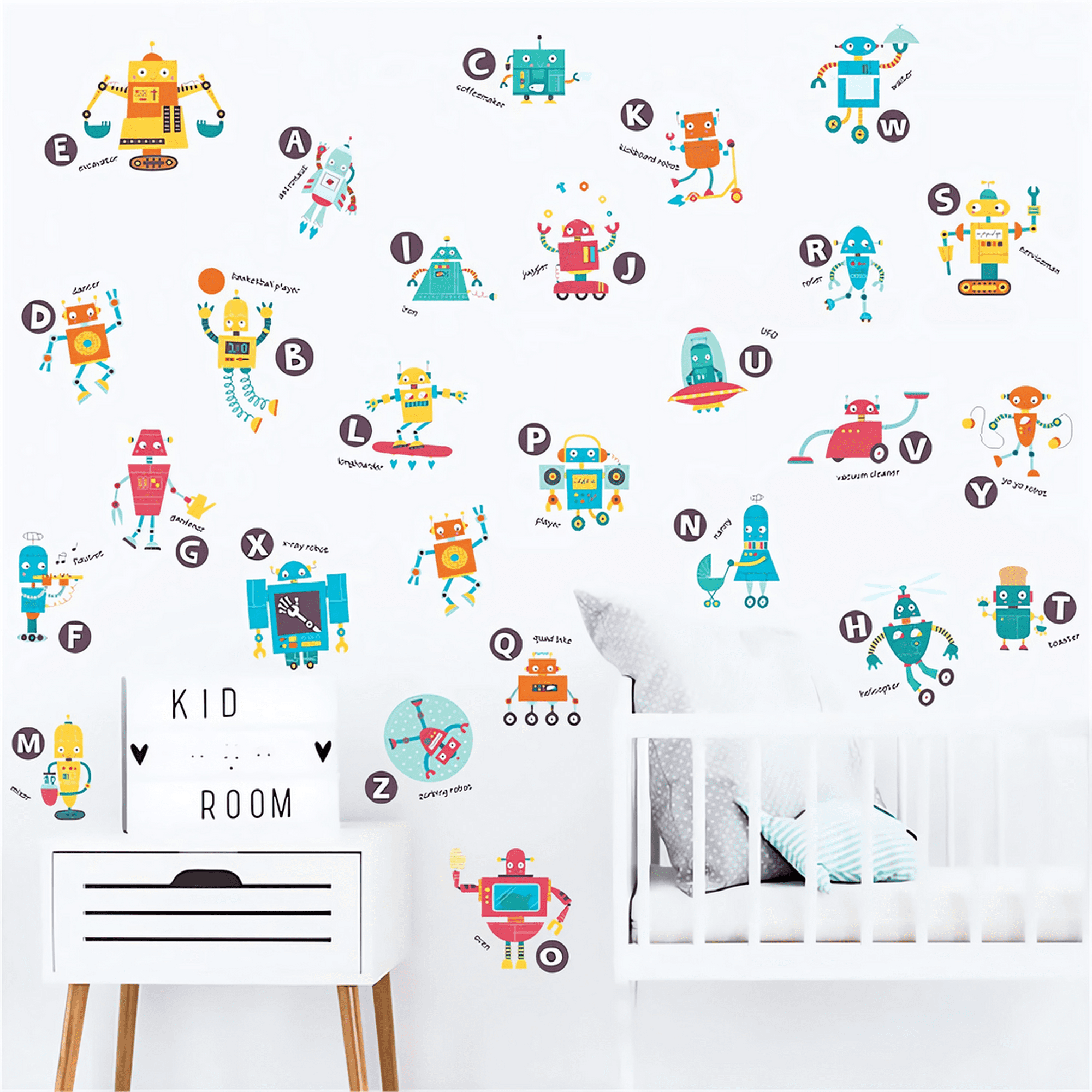 Vinil Decorativo Robots Infantil Interiores Abecedario H&Jess Vinil ...