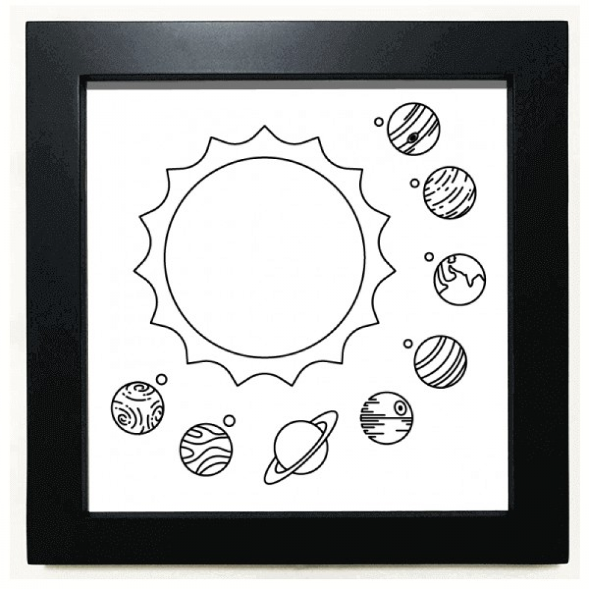 Contorno de la línea planetaria del sistema solar Mesa de pared con ...