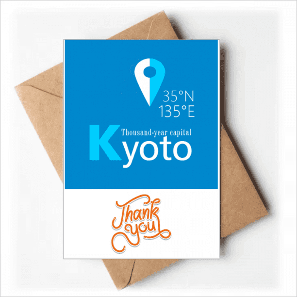 Geografía de Kyoto coordenadas trave Nota en blanco del sobre de la tarjeta de agradecimiento ...