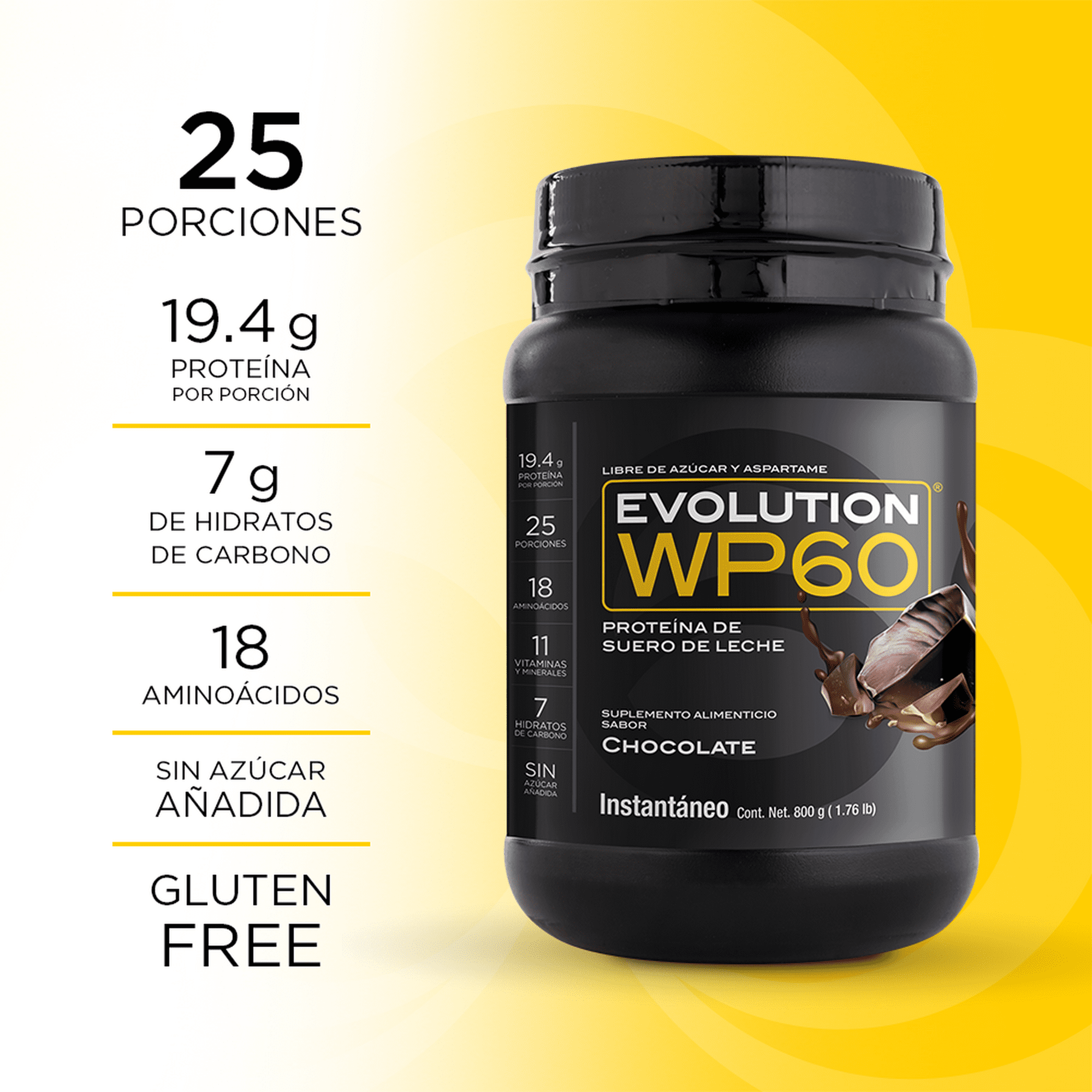 Evolution Proteina Suero De Leche (whey) Wp60 800 G Chocolate Evolution ...
