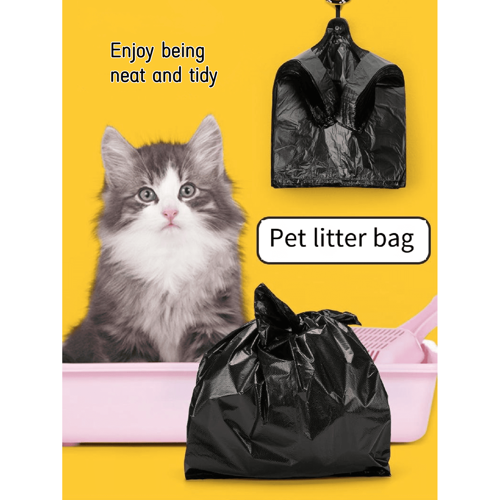 100pcs/Pack Black Disposable Pet Waste Bags For Cat Litter Scoop, Dog ...