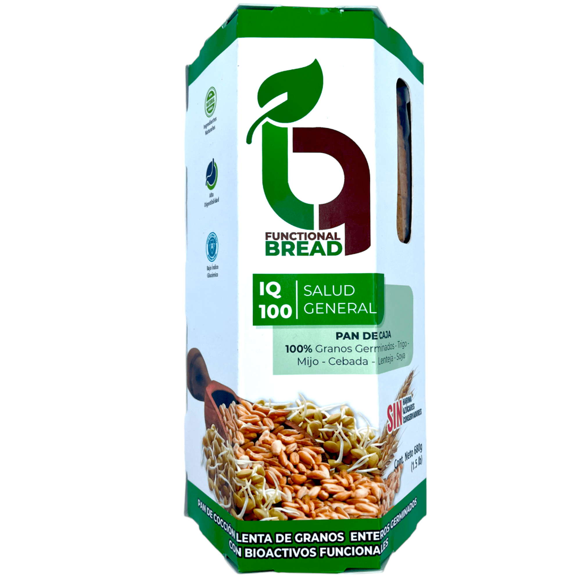 Pan iQ 100 Salud General: Granos Germinados de Trigo-Cebada-Mijo ...