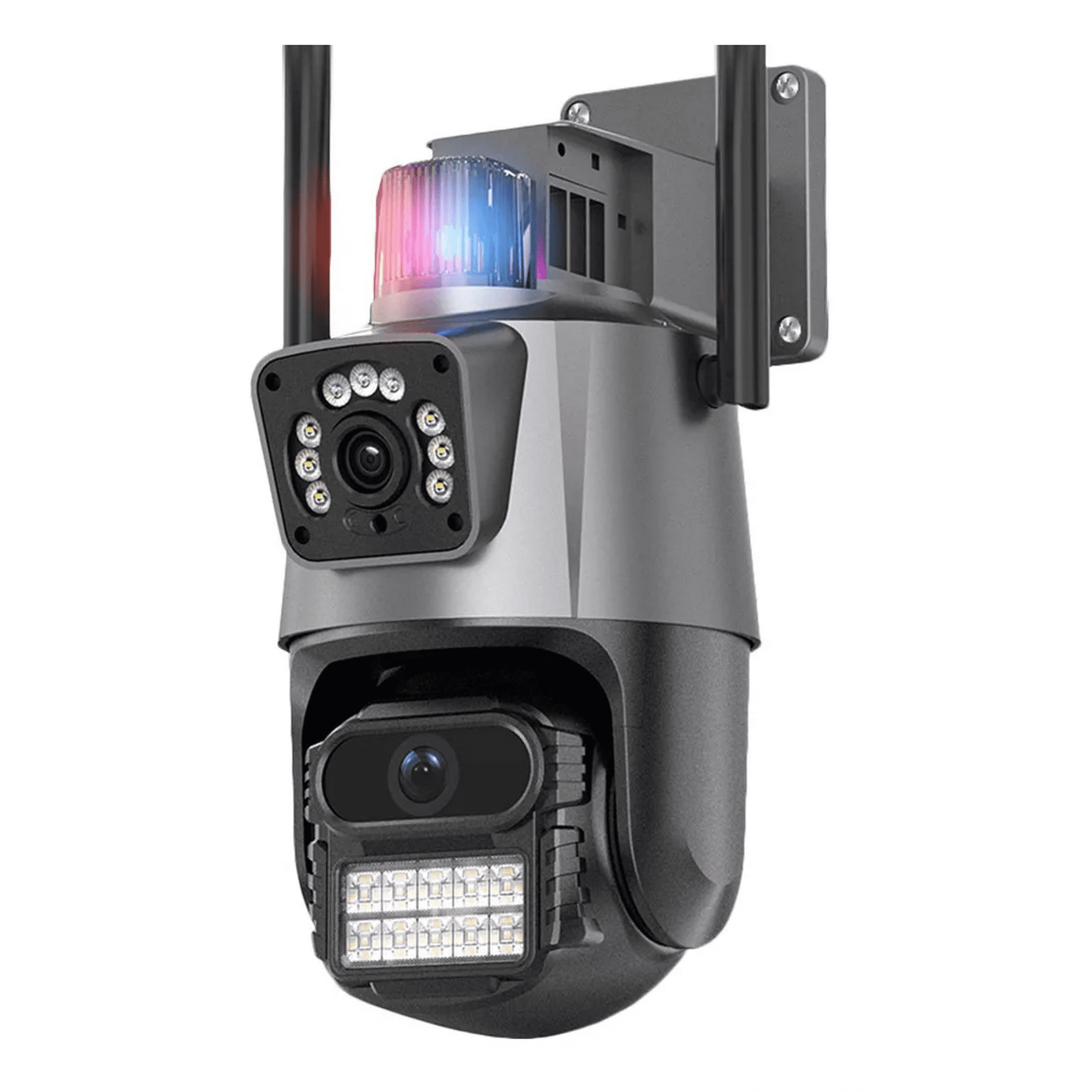 "Cámara De Seguridad Doble Lente 8mp Con Tarjeta Sd 128gb Gris ...