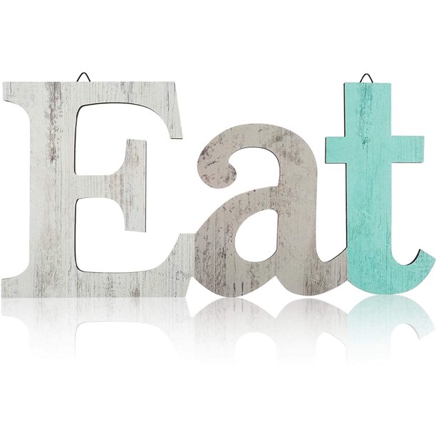 Juego de letrero de comer, decoración de pared de tenedor y cuchara ...