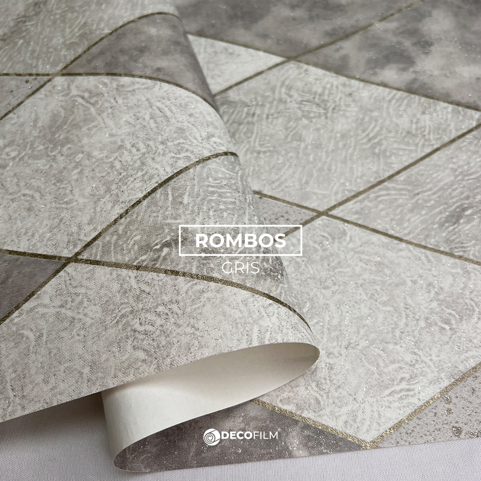 ROMBOS GRIS 2 ROLLOS Papel tapiz 0.53m X 9.5m, 10m2, incluye material ...