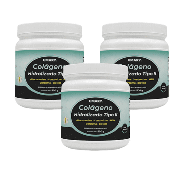 UMARY Colágeno Hidrolizado Tipo II Polvo con Biotina 500gr (3 Pack) UMARY Colágeno Hidrolizado ...