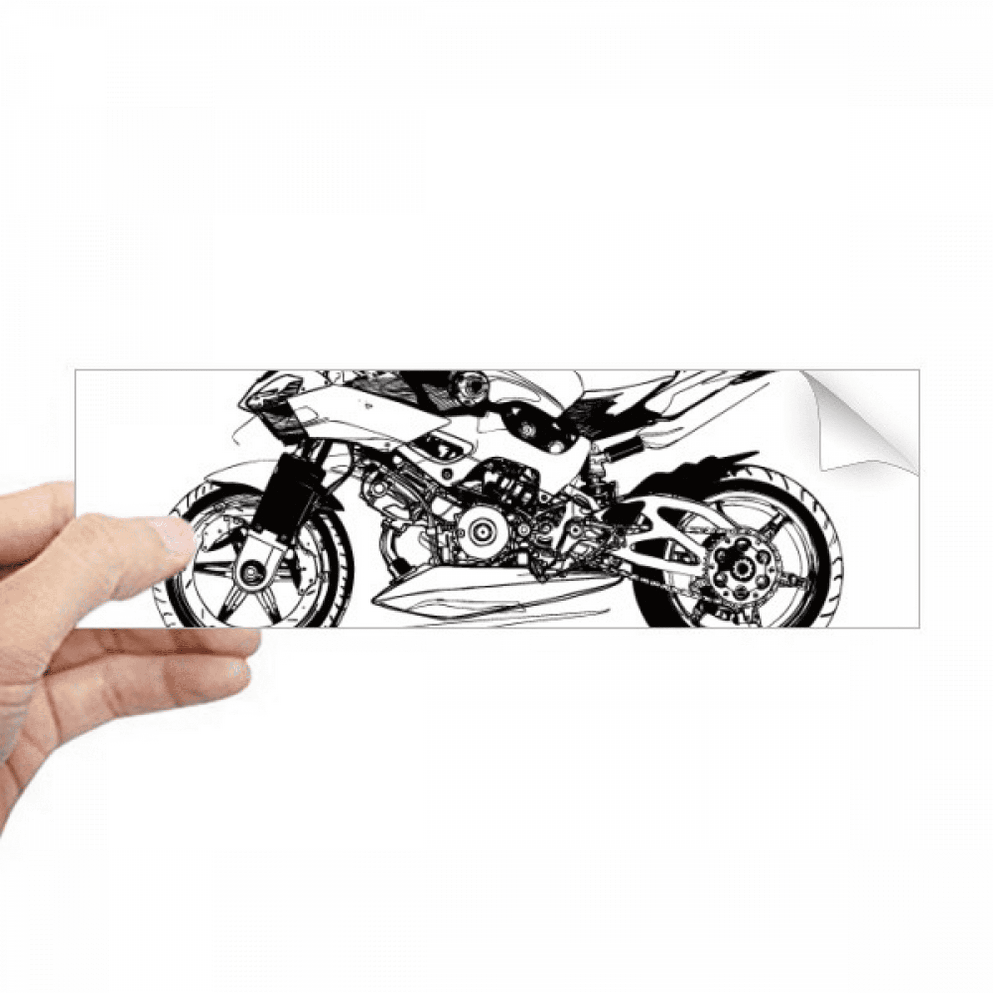 Black Motorcycle ilustración patron Rectángulo Parachoques Pegatina ...