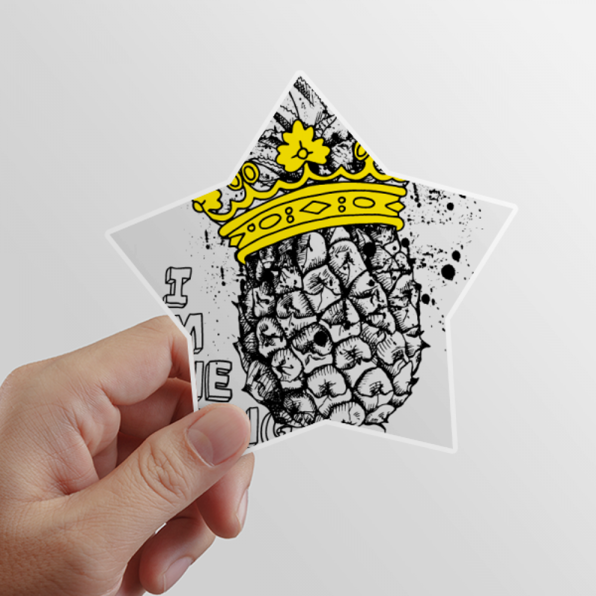 Dibujo de linea de fruta piña rey Estrella calcomanías impermeables ...