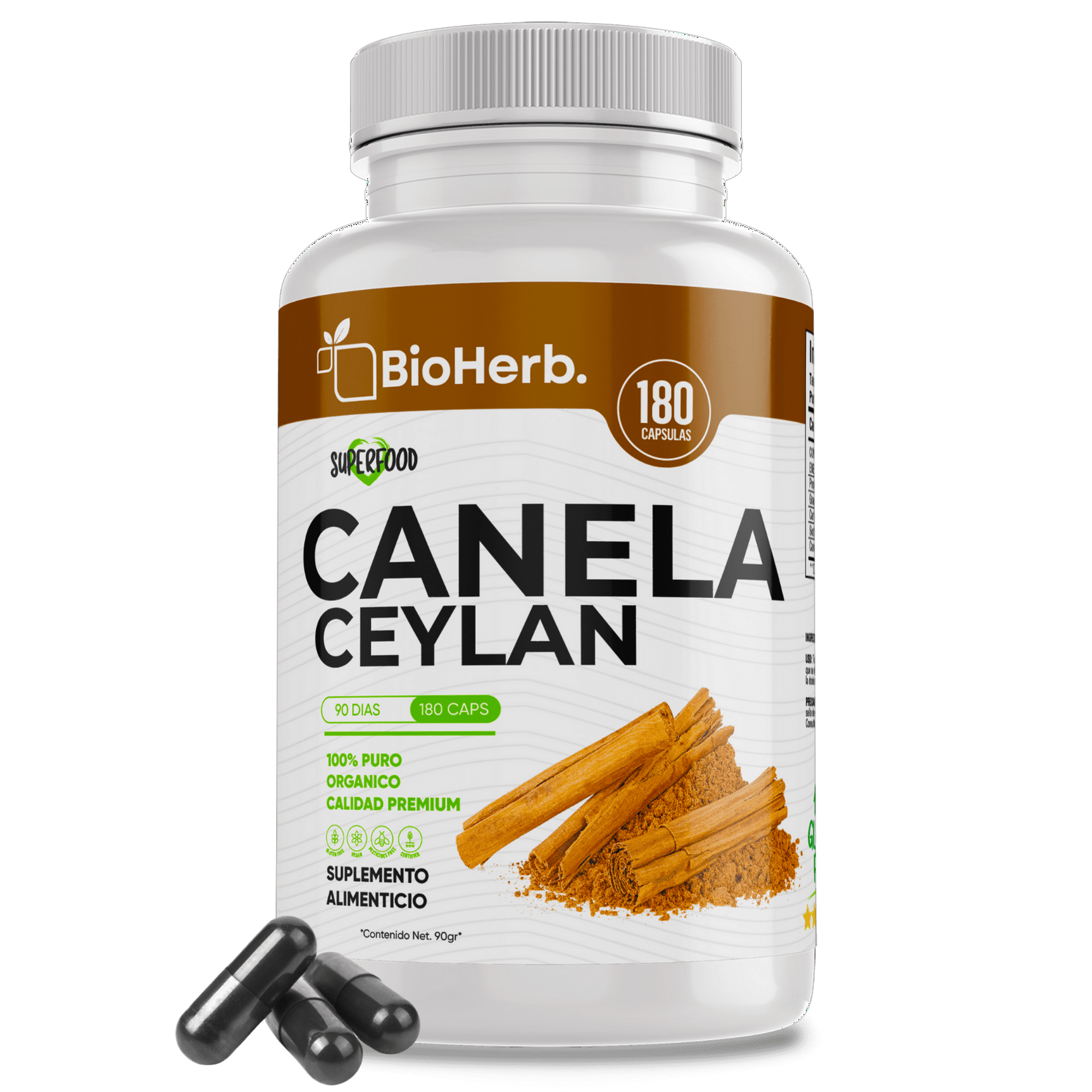 Canela Ceylan 100% Pura (180 Capsulas 500mg) |ORGANICO | NATURAL | Para ...