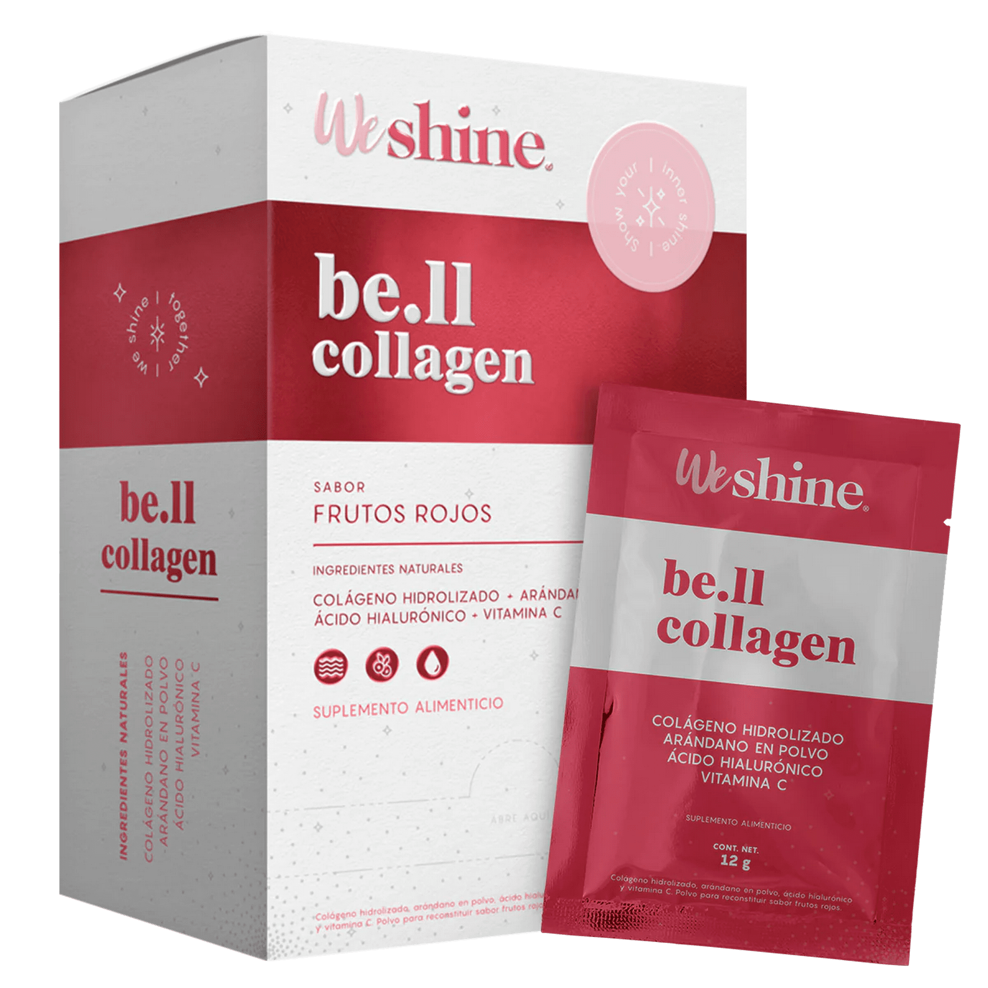Suplemento Colágeno Hidrolizado We Shine Frutos Rojos + Vitamina C ...