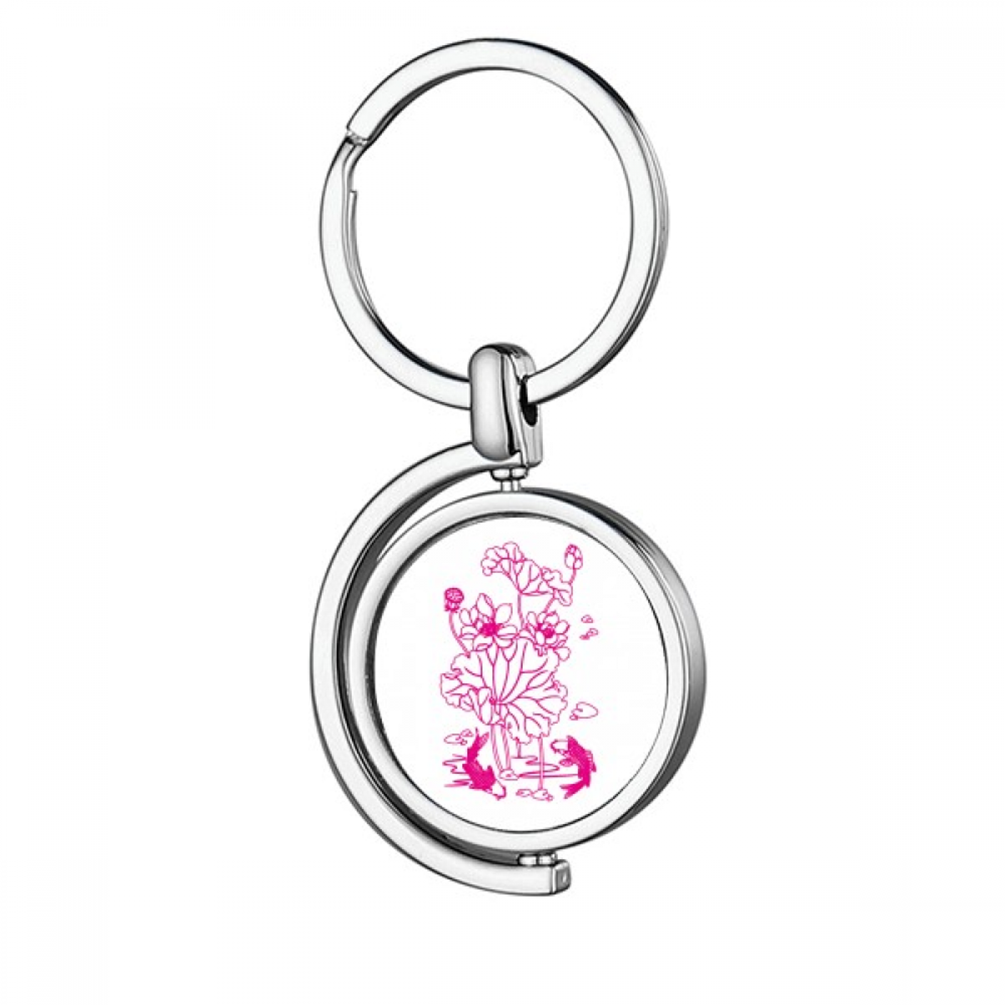 Hoja de loto flor de loto raiz de loto peces agua Rotating keychain ...