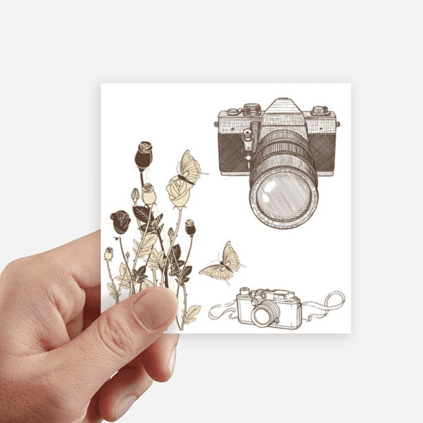 Cámara Rose Butterfly buen estilo Pegatinas de pared cuadrado de 10 cm ...