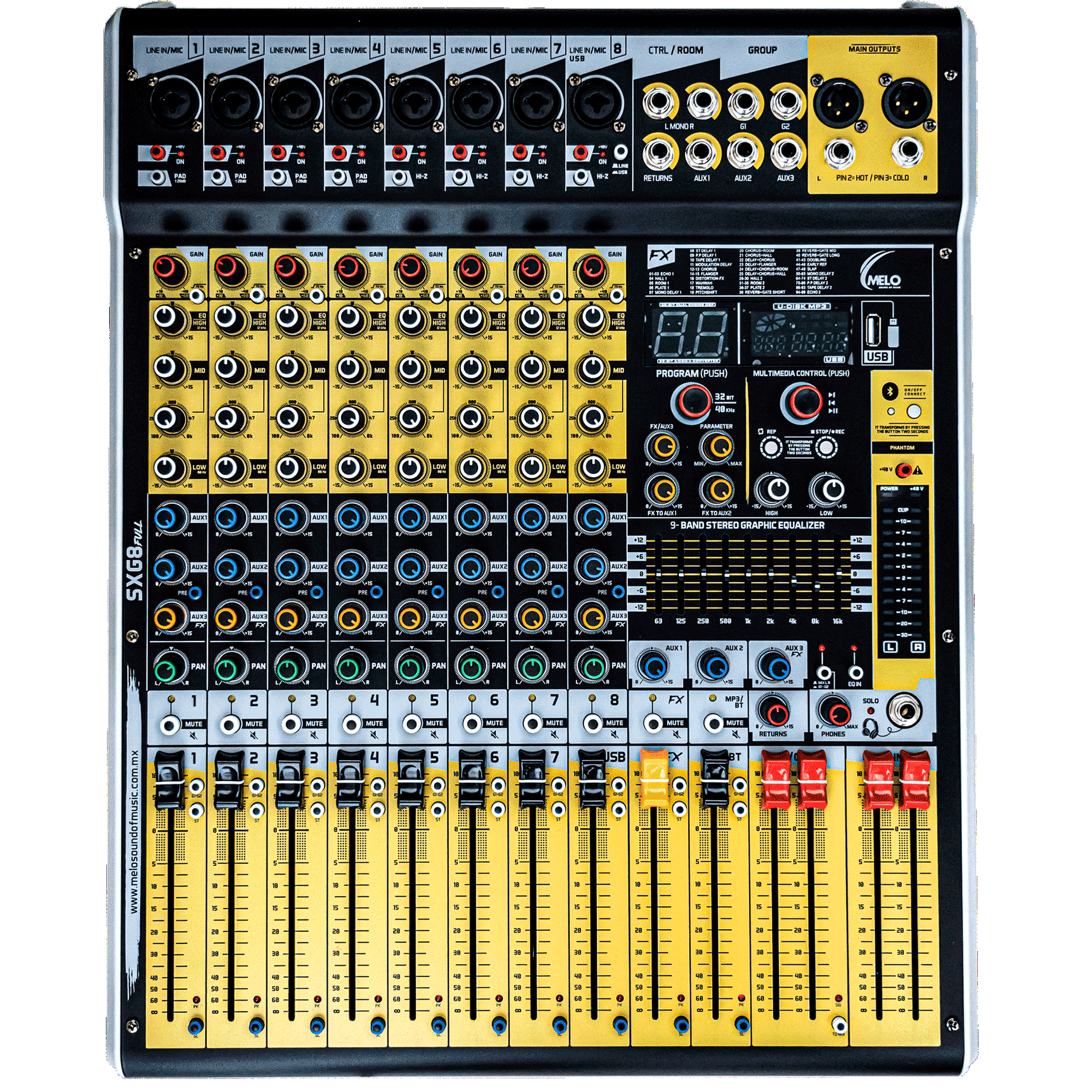 Mezcladora Bluetooth 8 Canales Efectos Y Usb Sxg8full Melo | Walmart en ...