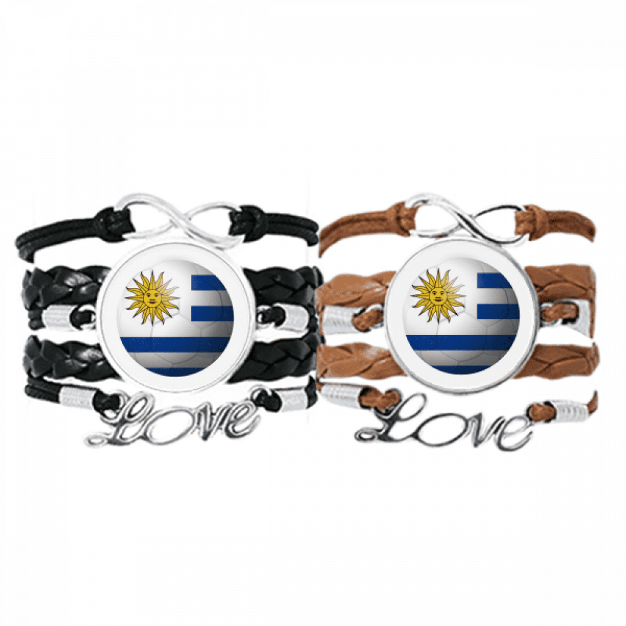 Copa Mundial de fútbol de bandera nacional de Uruguay Pulsera pareja de ...