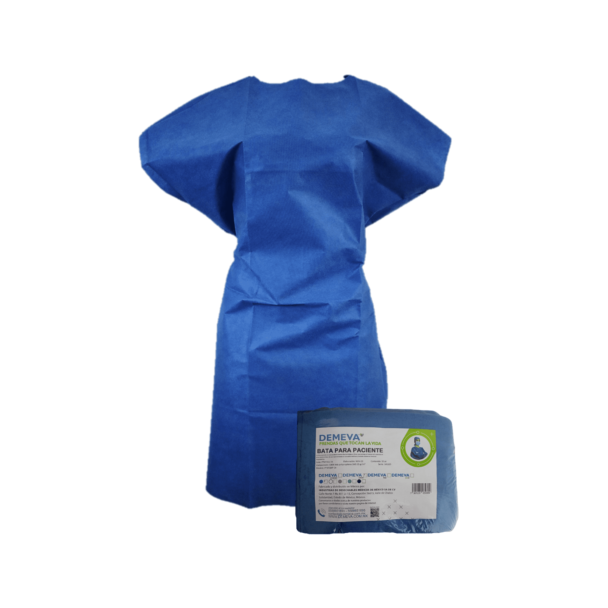 Bata desechable para paciente DEMEVA CLASSIC azul 10 pz DEMEVA ...