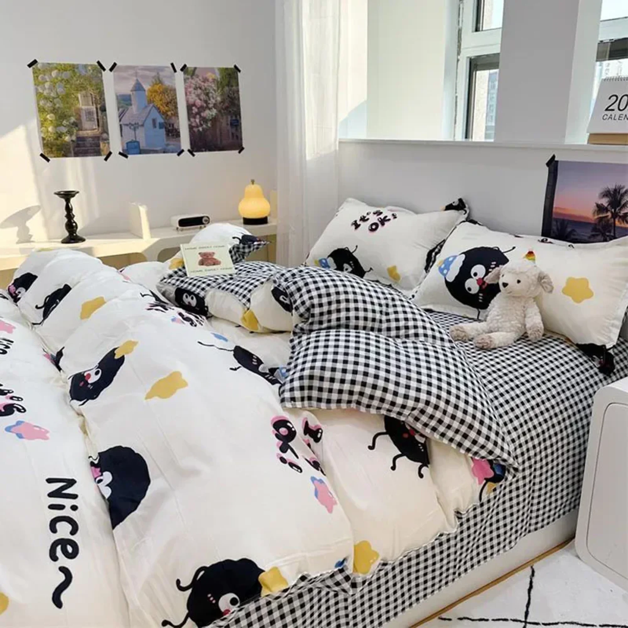 Sanrio Kuromi Hello Kitty-edredón de cama, juego de cuatro piezas ...