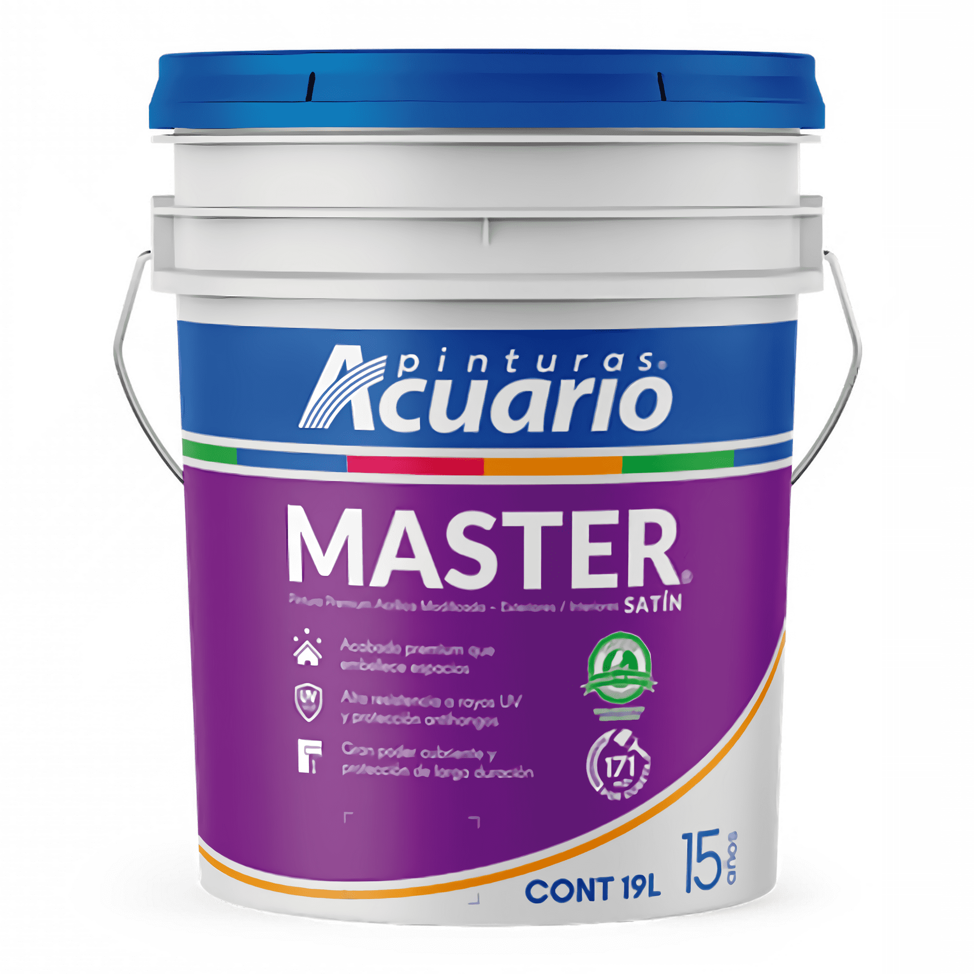 Pintura Satinada Pinturas Acuario Master 15 Años 19 Litros Blanca ...