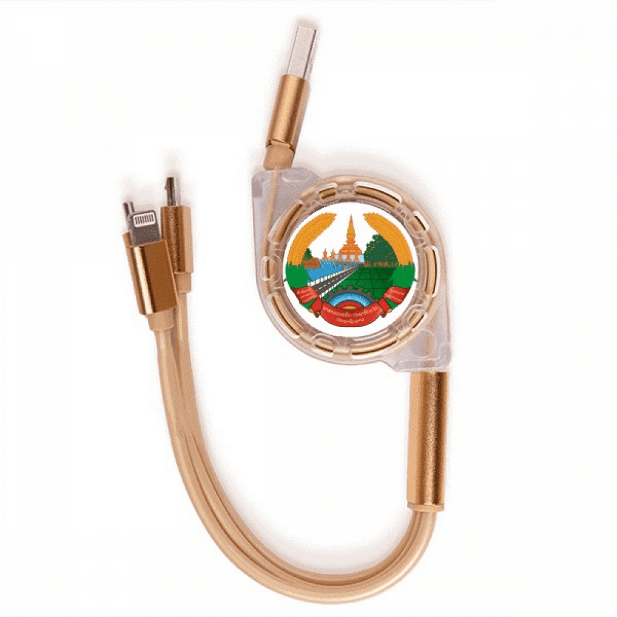 Laos Asia emblema nacional Cable de carga telescópico múltiples USB ...