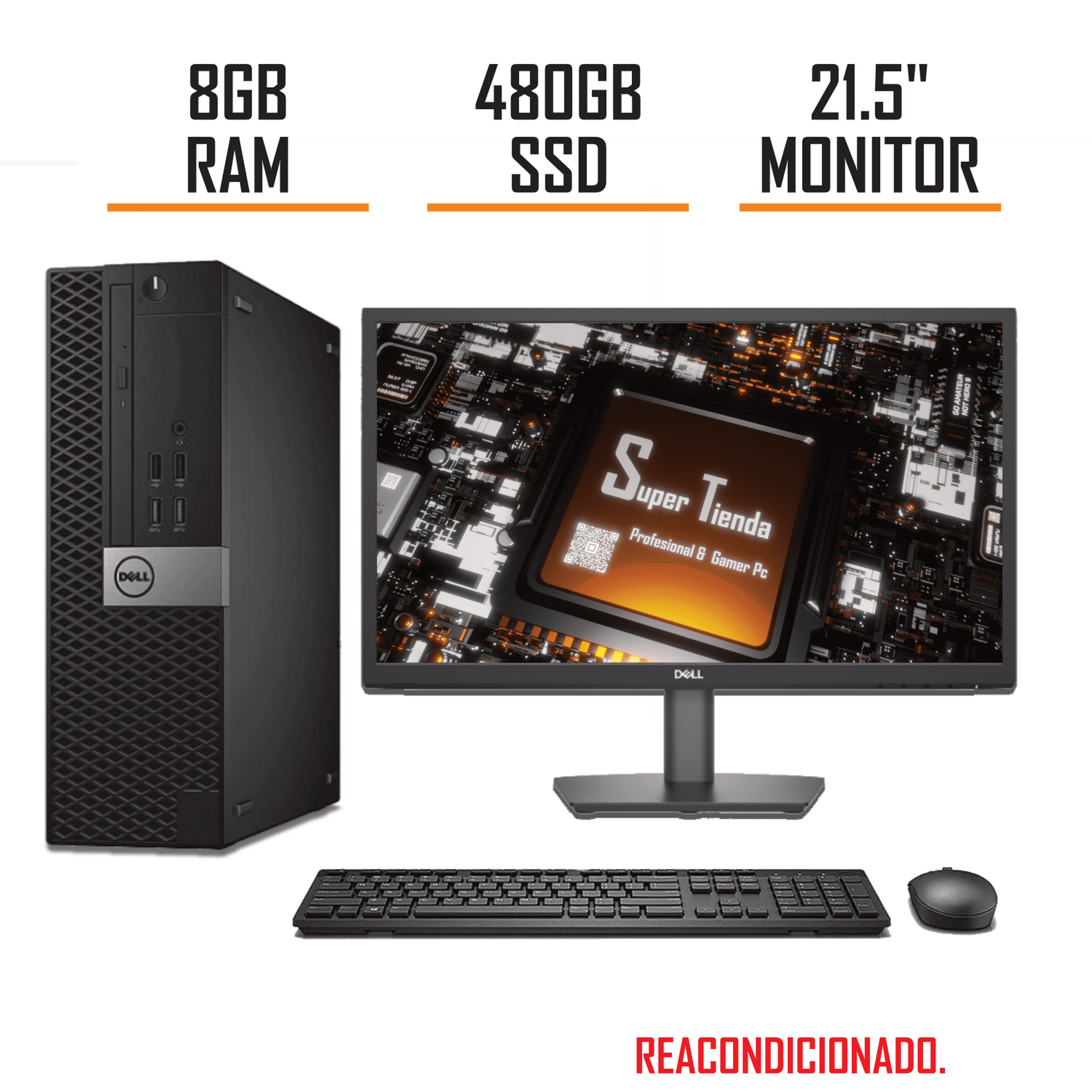 PC Desktop DELL Optiplex Intel Core i7 RAM 8GB SSD 480GB monitor 21.5 ...