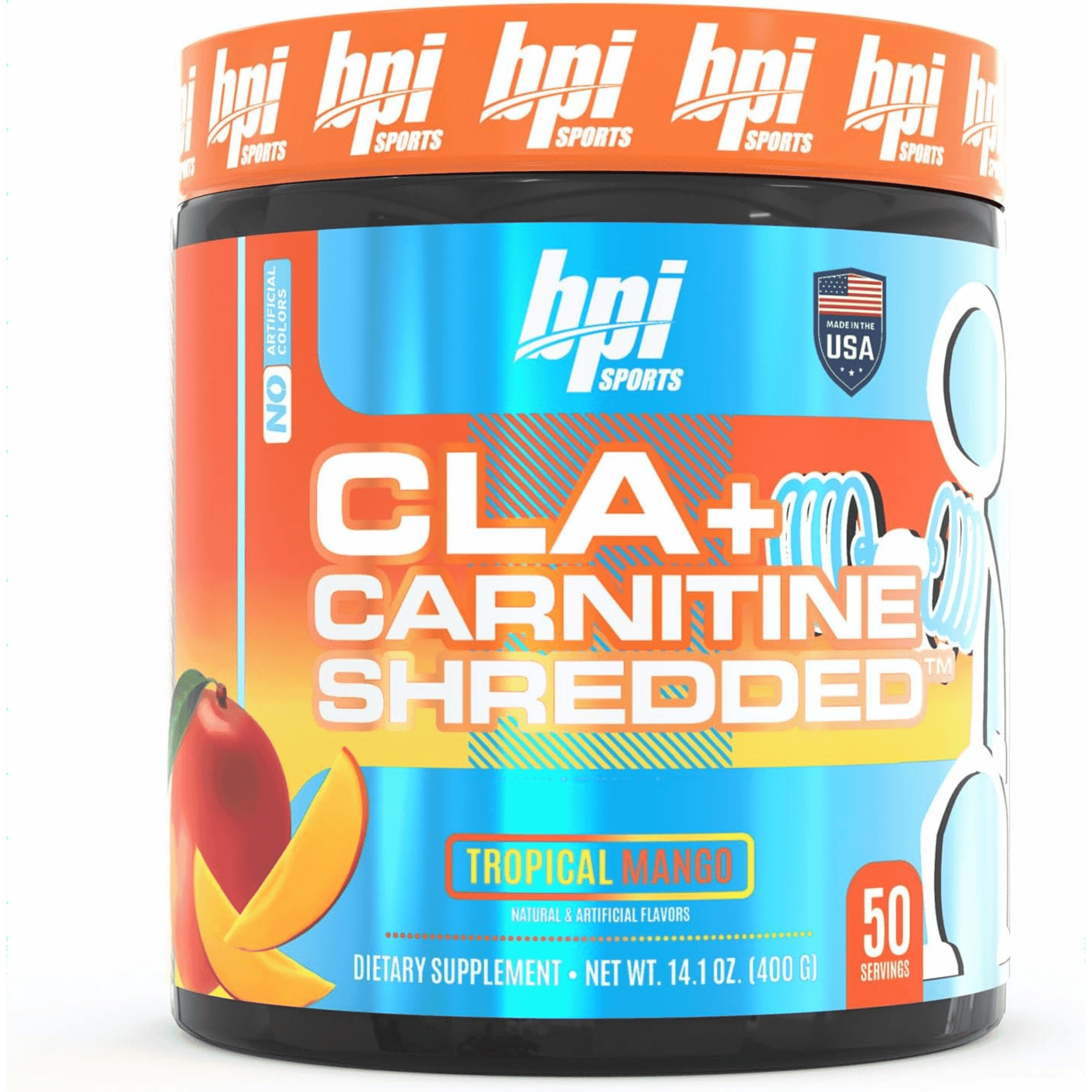BPI CLA+CARNITINE SHEREDDED 400 GRS 50 SERVICIOS TROPICAL MANGO ...