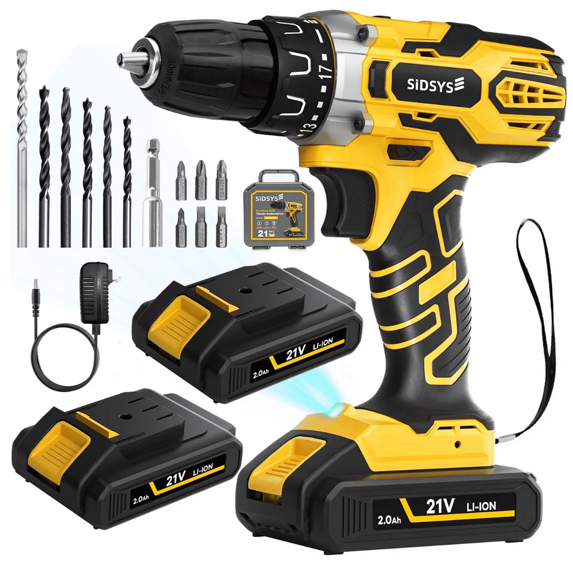 Taladro Inalámbricos Atornilladors Electrico 21v 2 Baterías Amarillo ...