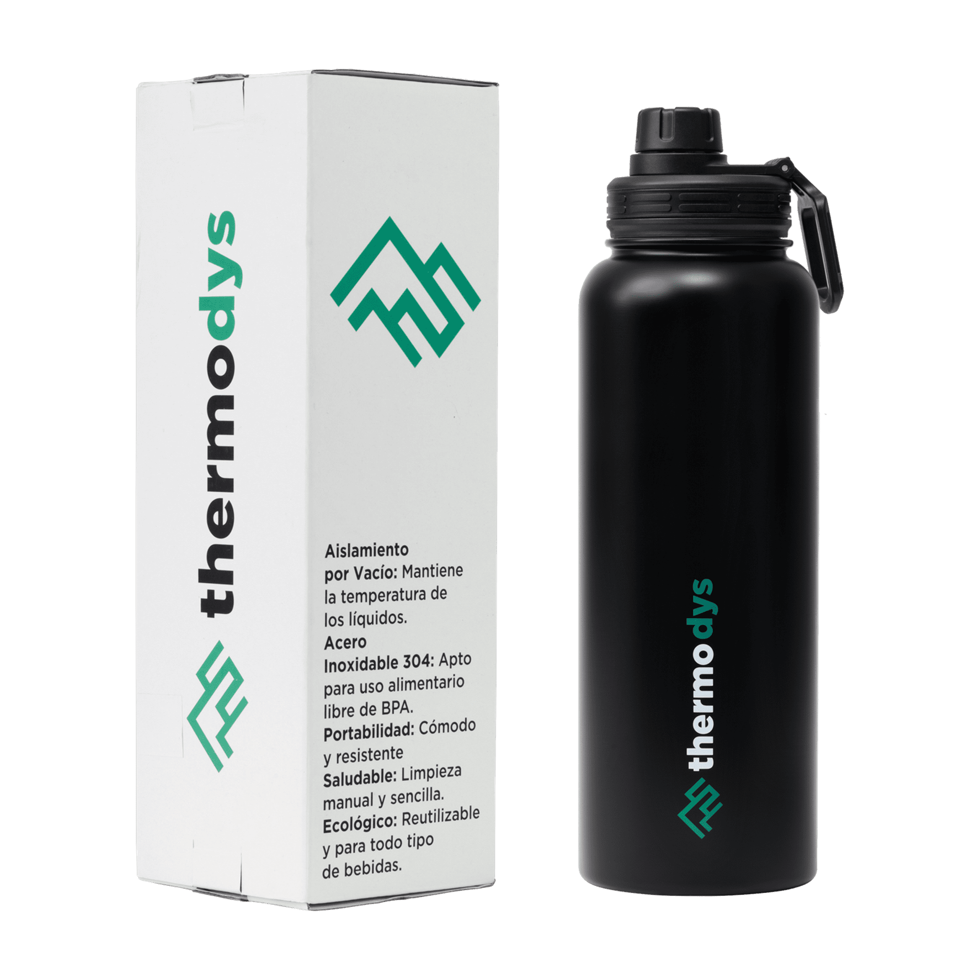 Thermodys 40 oz Negro Thermodys Termo de acero inoxidable 40 oz ...
