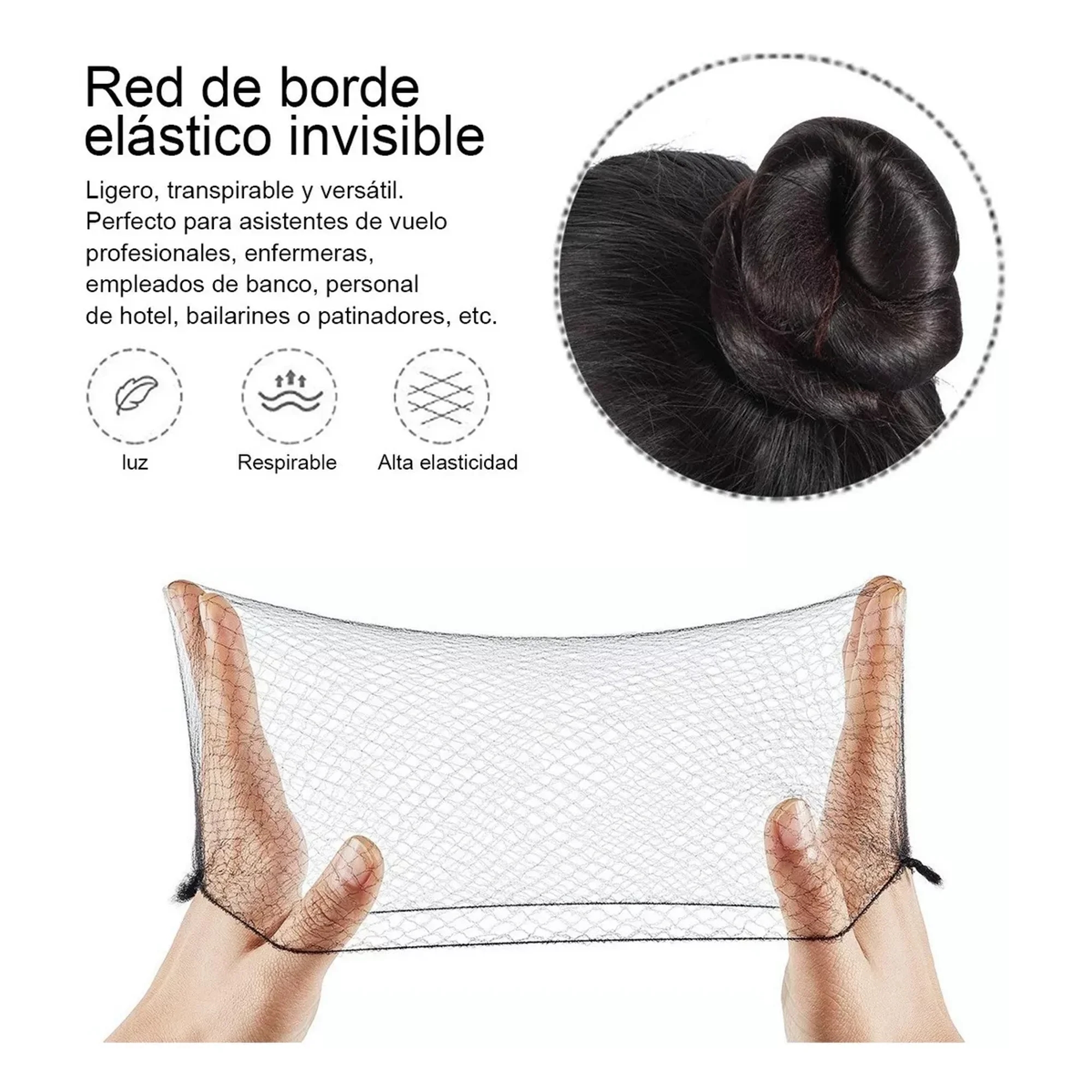 Red de pelo de malla invisible de 50 piezas + horquillas de 60 U ...