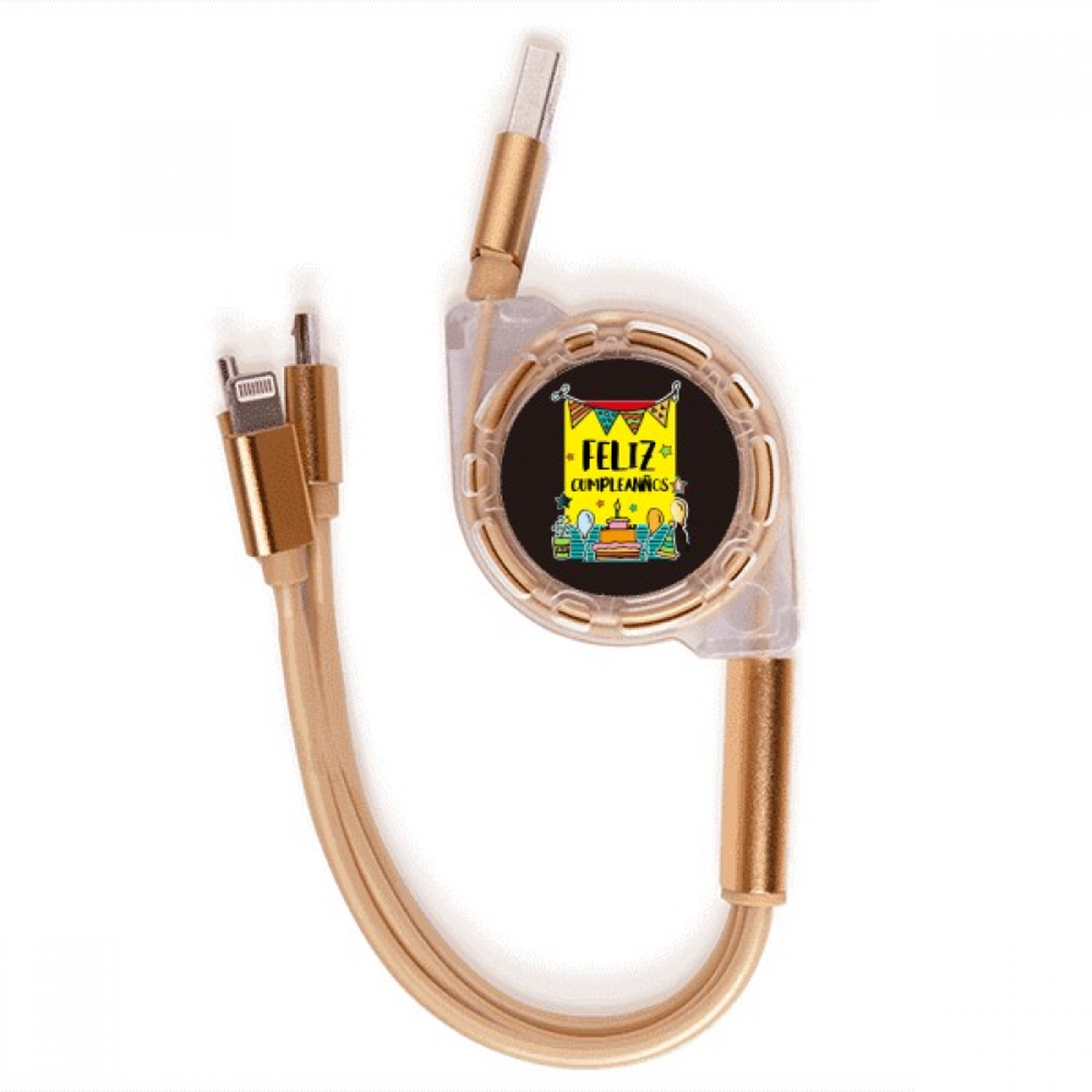 Comida para cumpleaños Cable de carga telescópico múltiples USB tres en ...