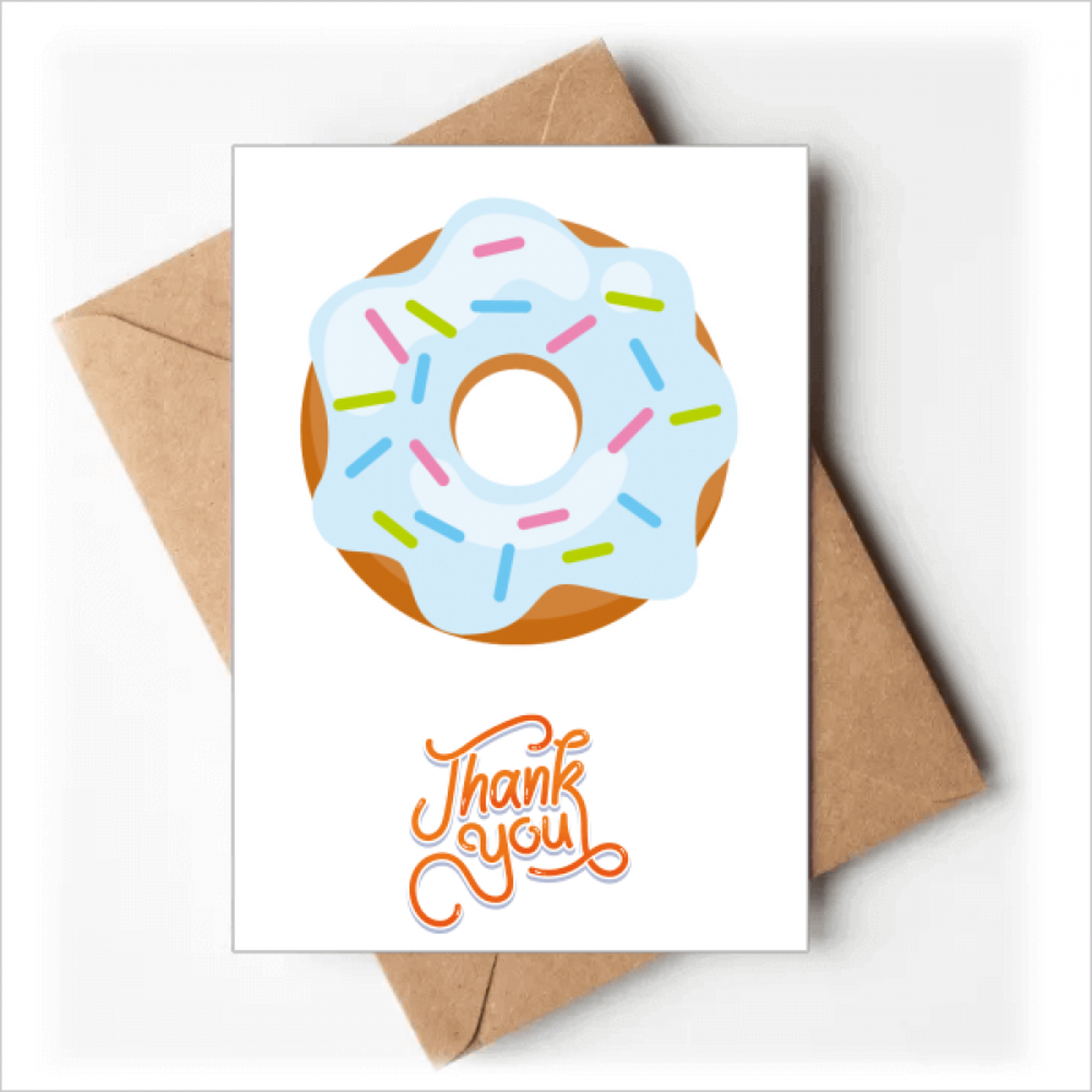 Postre dulce Azul dona alimentos Nota en blanco del sobre de la tarjeta ...