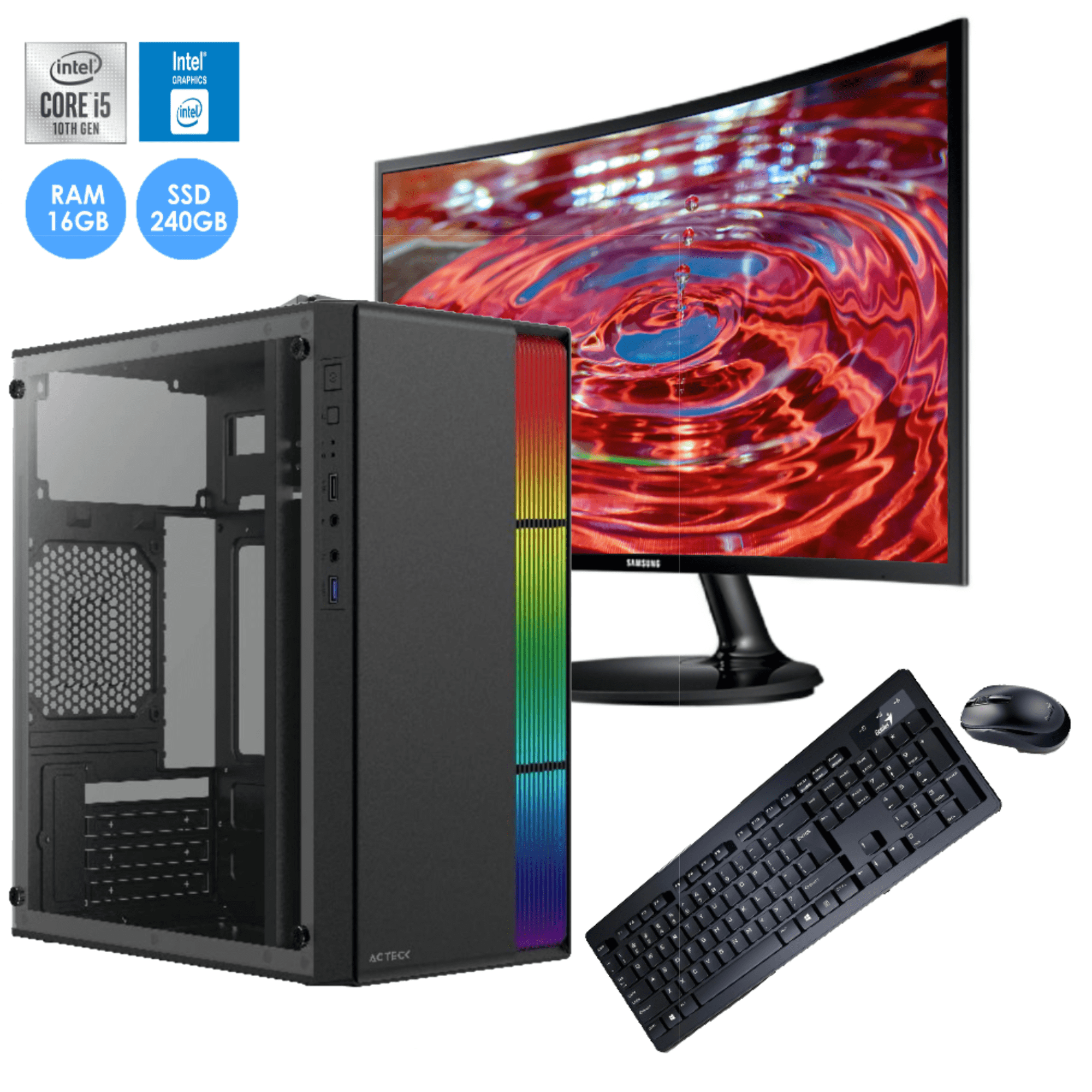 PC gamer armada i5 10400 Intel 16GB RAM SSD 240GB 24" curvo | Walmart ...