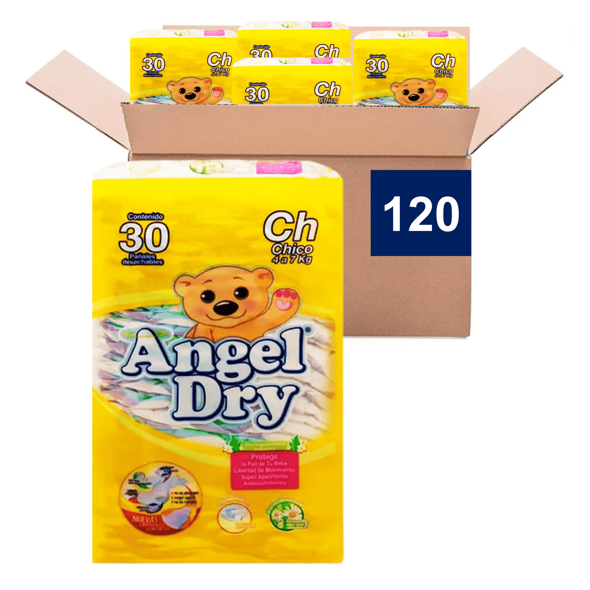 Pañales Etapa 2 Chico, 120 piezas. Pañal Angel Dry Angel Dry 120 ...