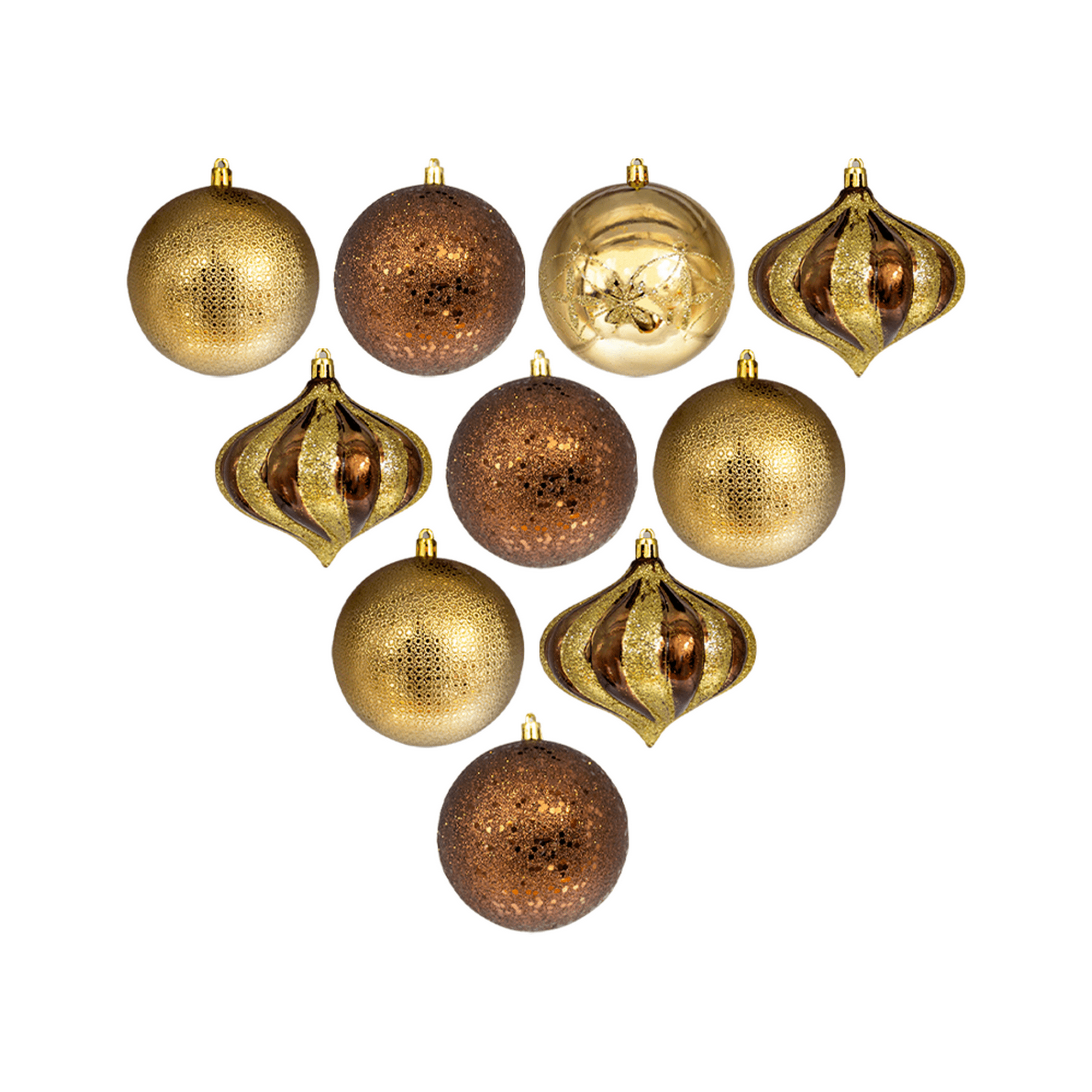Esferas de Navidad 10 cm Paquete 20 Pz Café Dorado Grecas Importadora ...