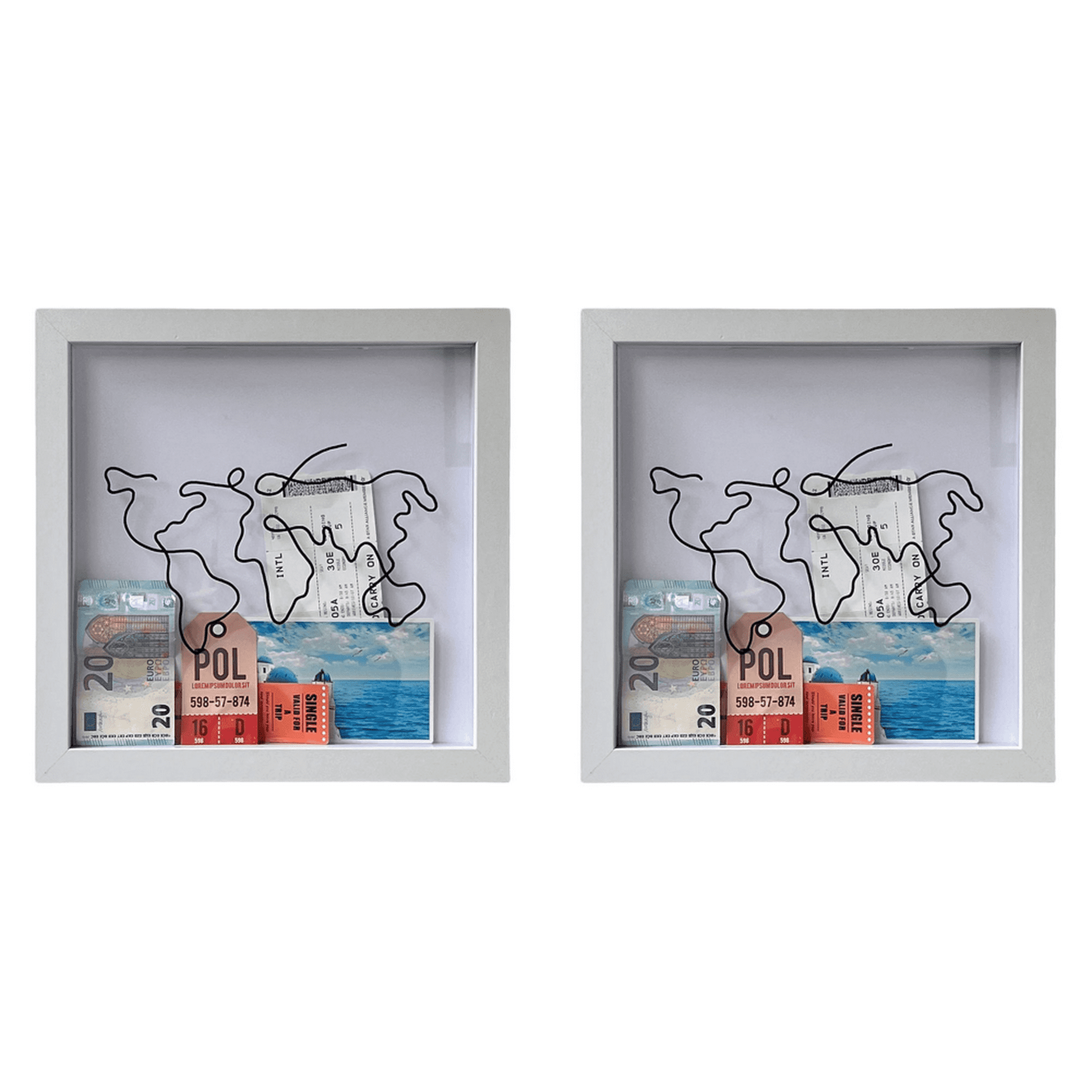Shadow Box Frame Money Box Memory Box para niños y adultos (mapa de ...
